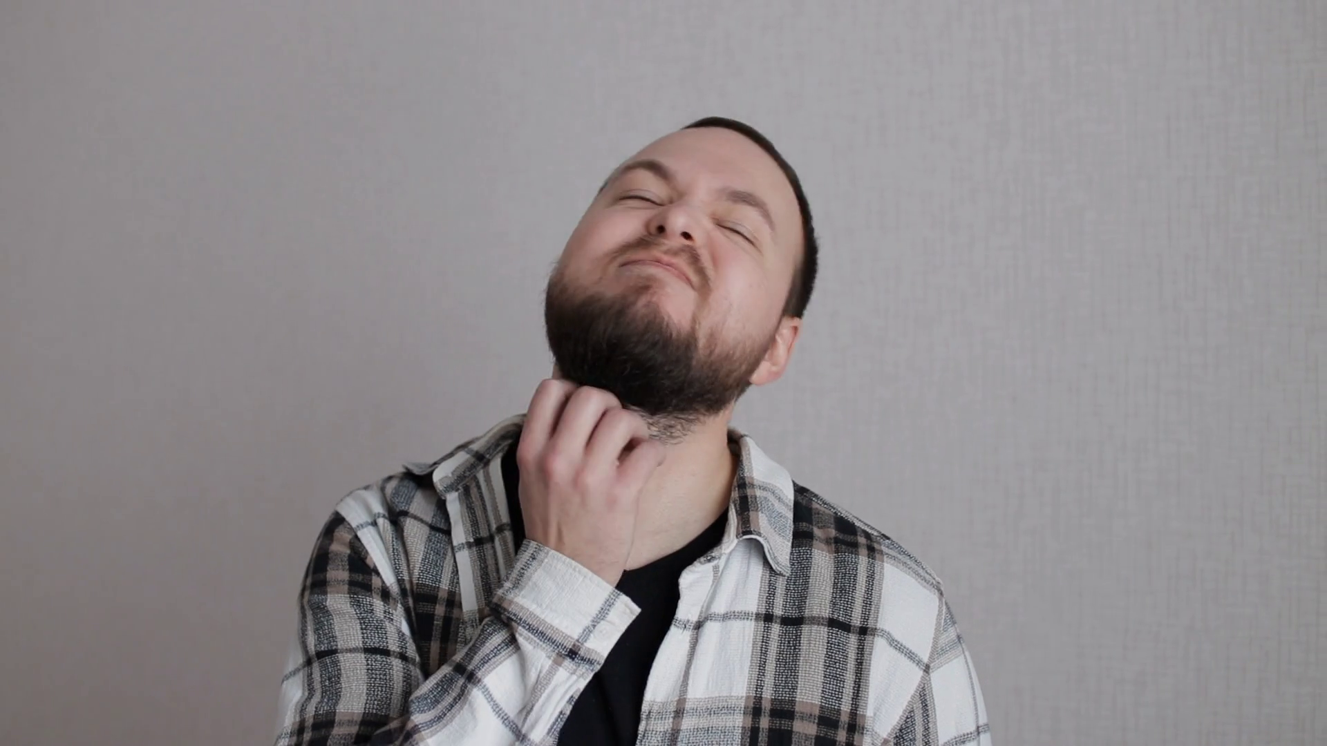 Bearded Man Scratching Itchy Beard Suffering Stock Footage SBV ...