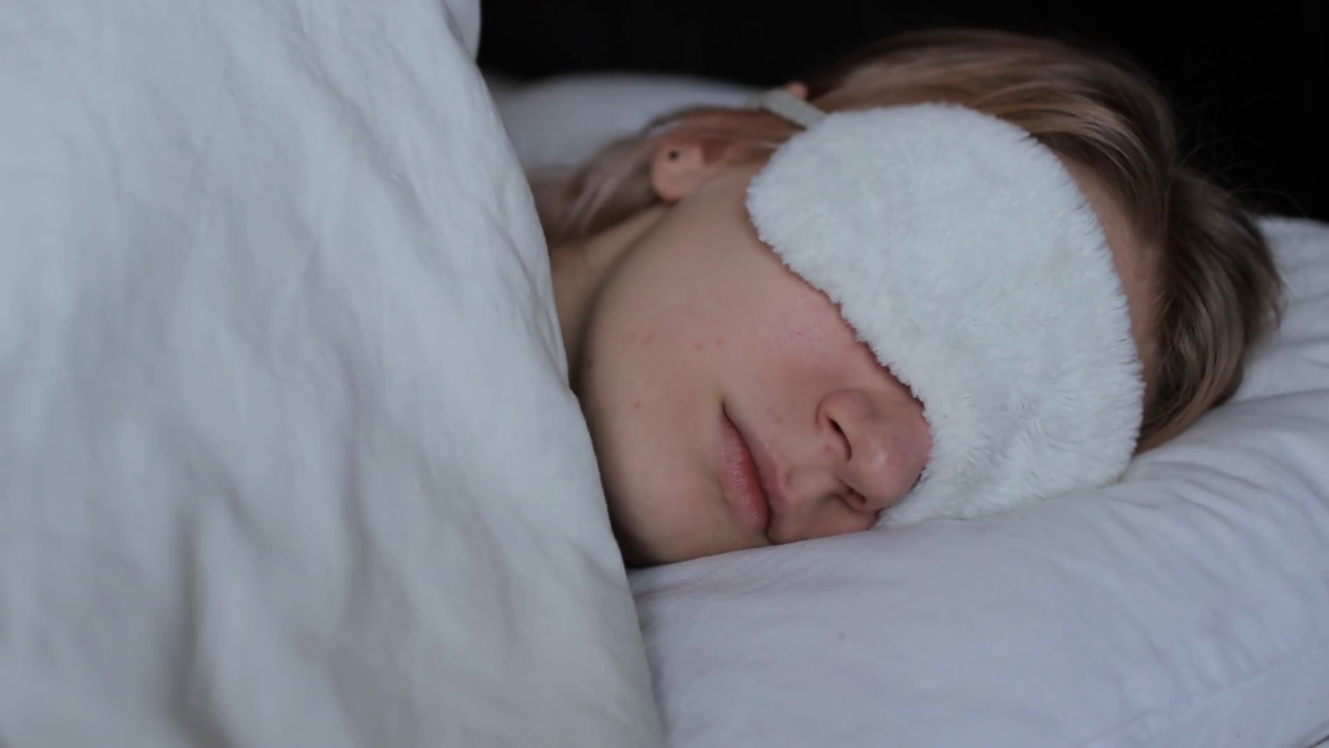 Relaxing: Woman Rests With Sleep Mask Stock Footage SBV-346793873 ...