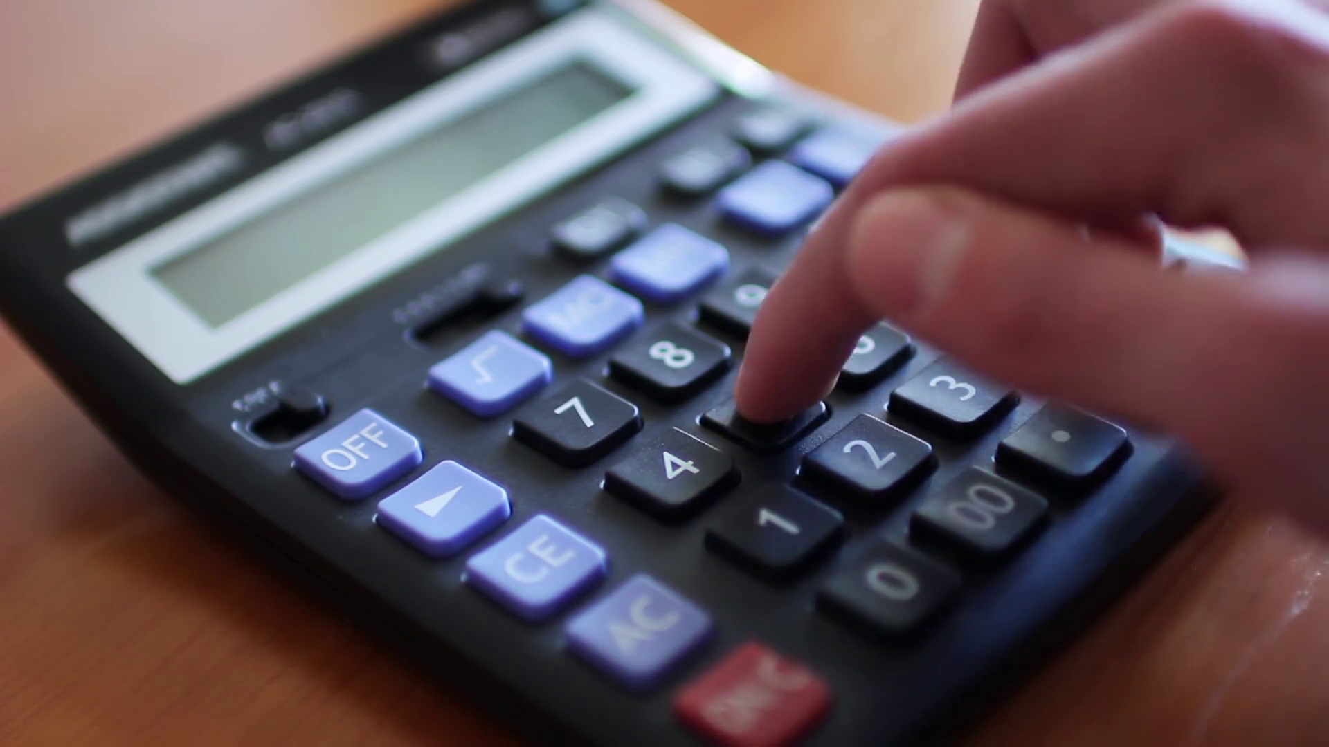 Counting On Calculator Finger Presses Button Stock Footage SBV ...
