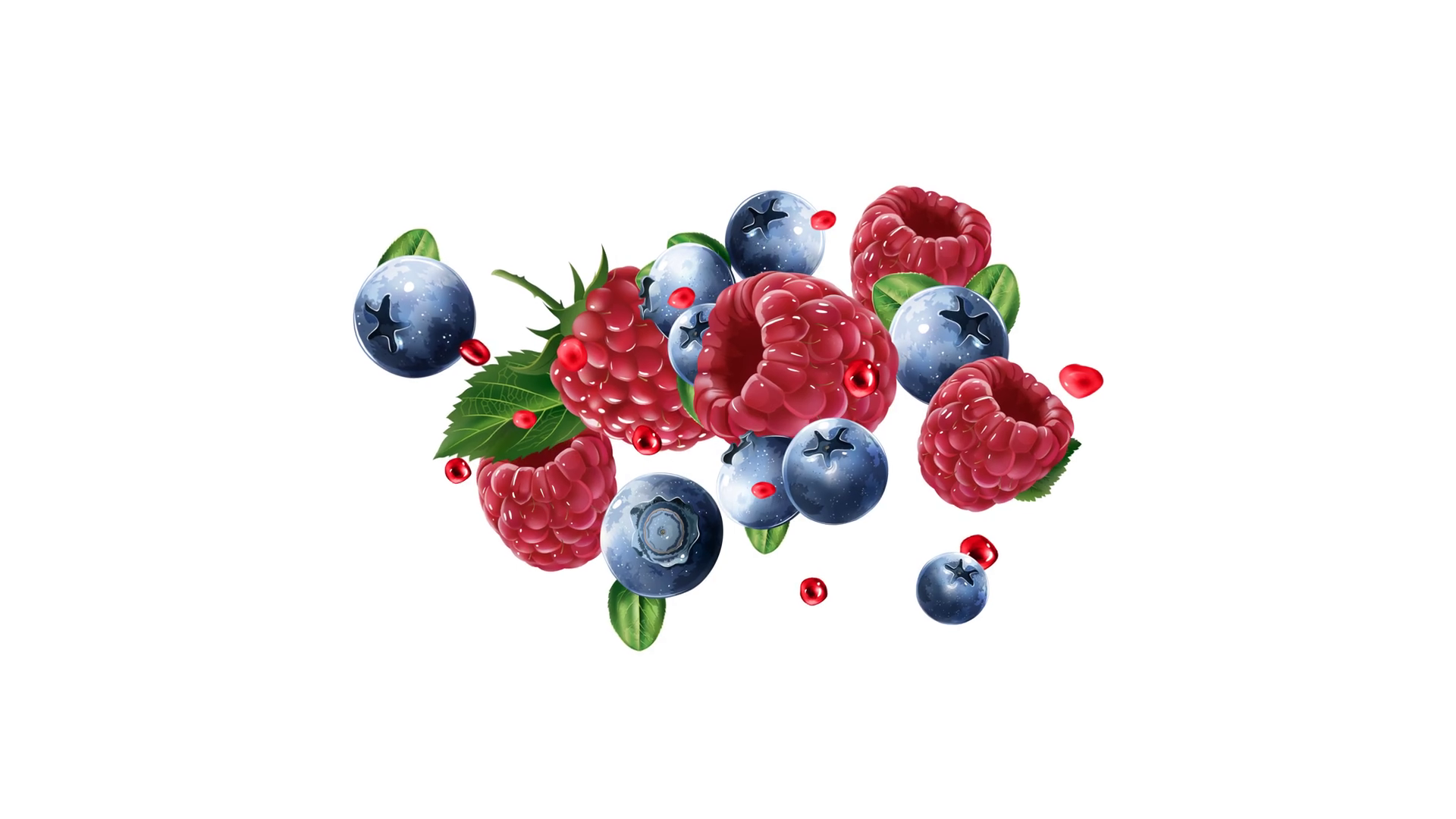 Berries are flying in slow motion on the alpha channel. Motion ...