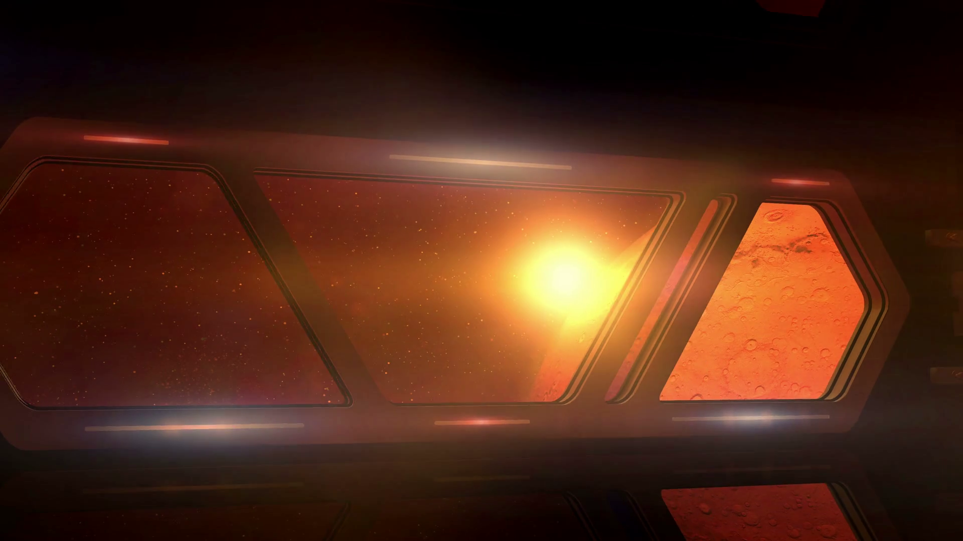 Mars In Windows Of Approaching Spaceship Stock Motion Graphics SBV ...