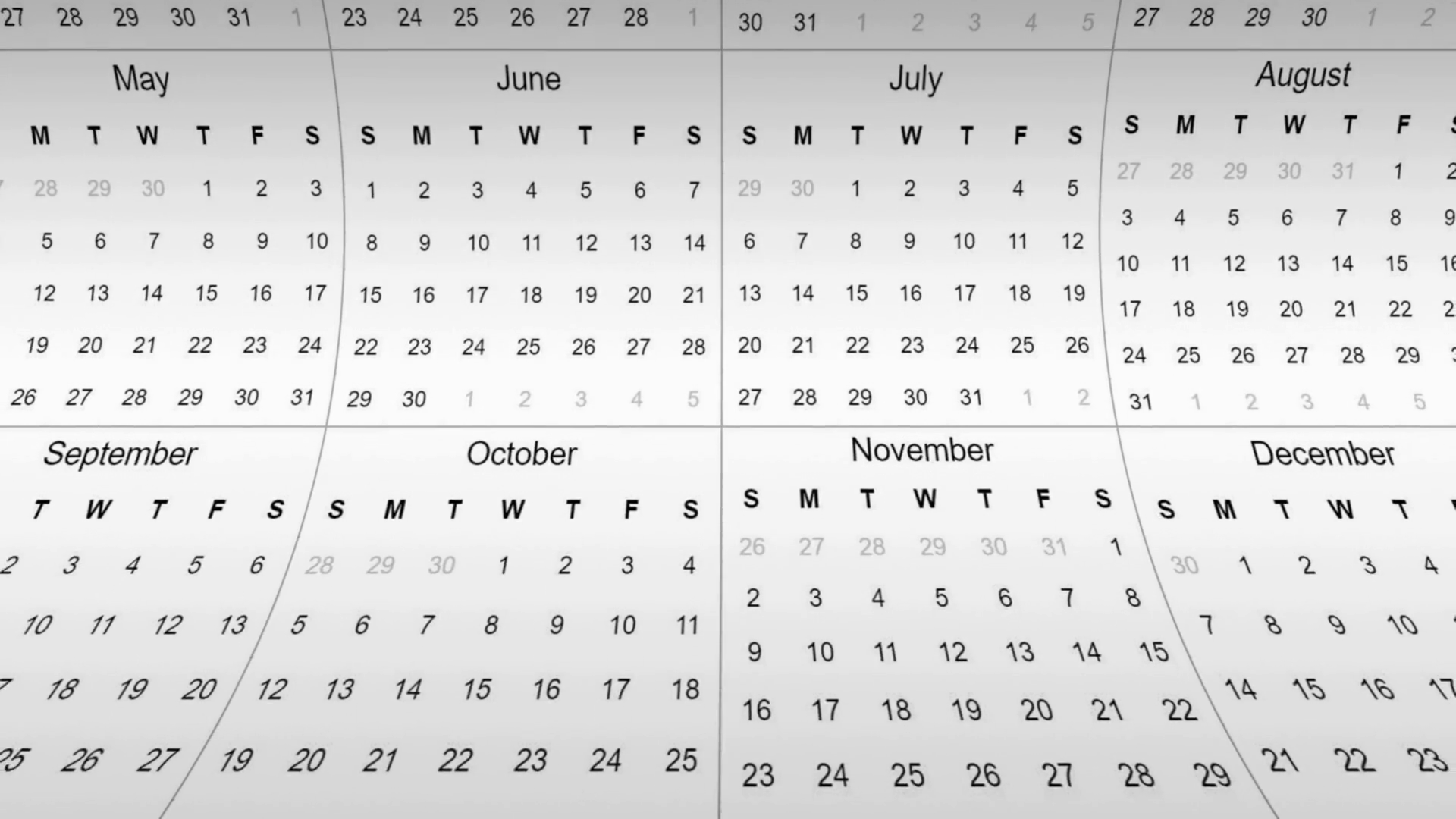 Months Of Year Rolling Along Simplistic Stock Motion Graphics SBV ...