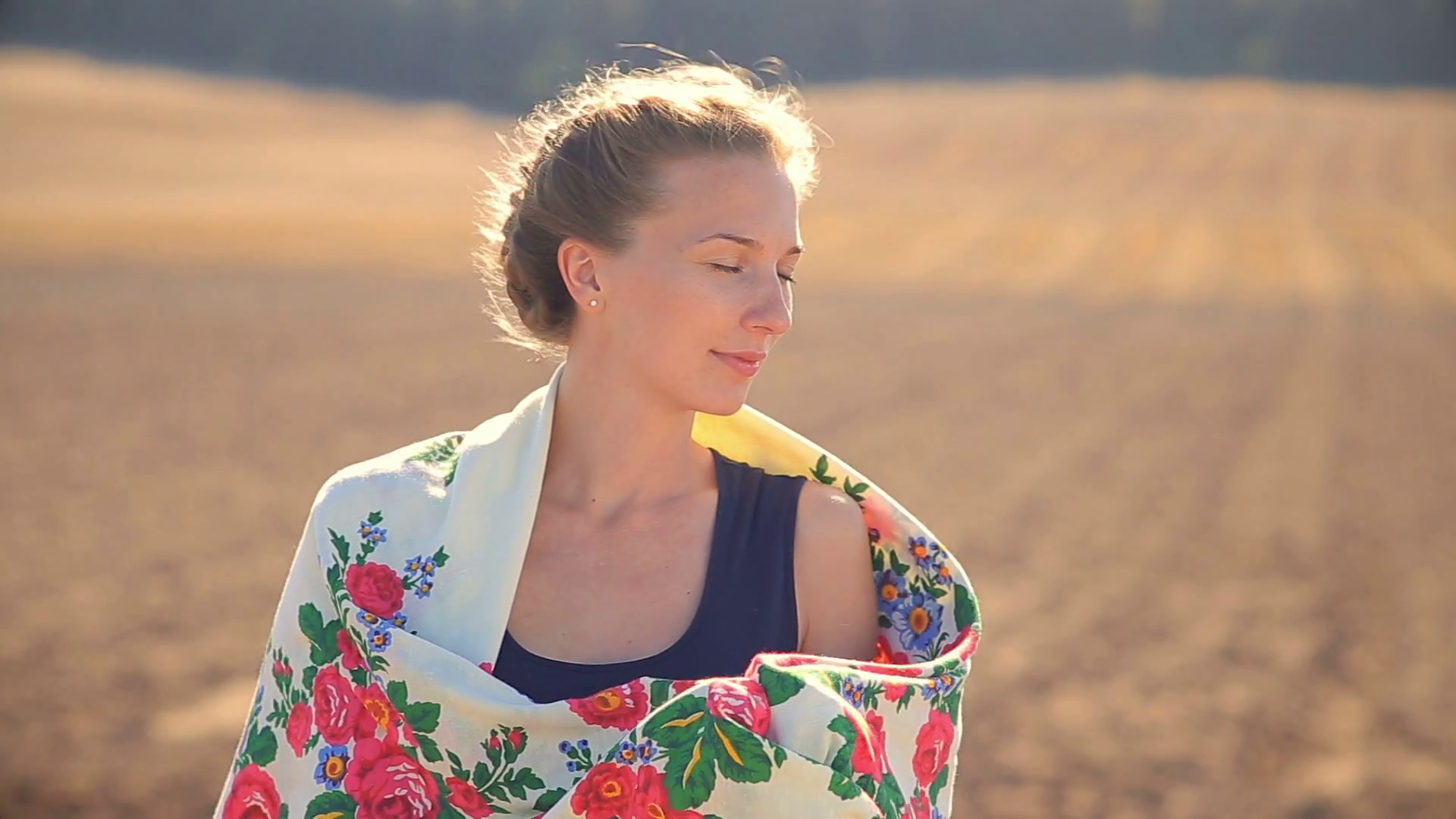 Girl On Background Of Field In Strong Wind Stock Footage SBV-306375996 ...