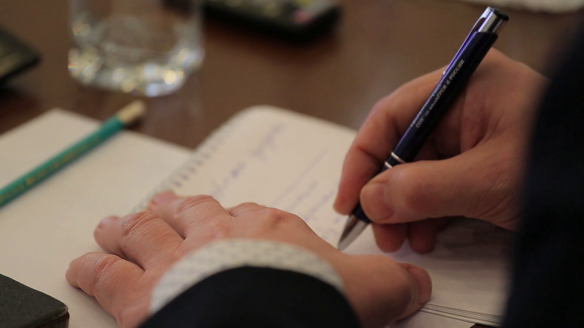 Hand Journalist Writes In Notebook Stock Footage SBV-309999391 ...