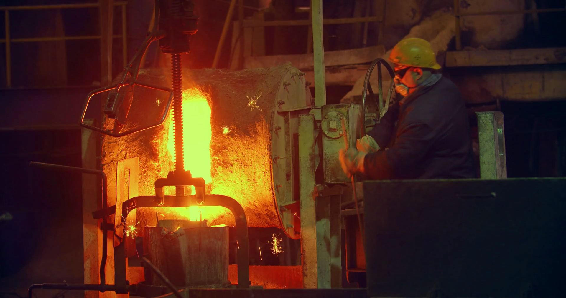 A Furnace In Metal Is Melted Sparks Smoke Stock Footage SBV-338129747 ...