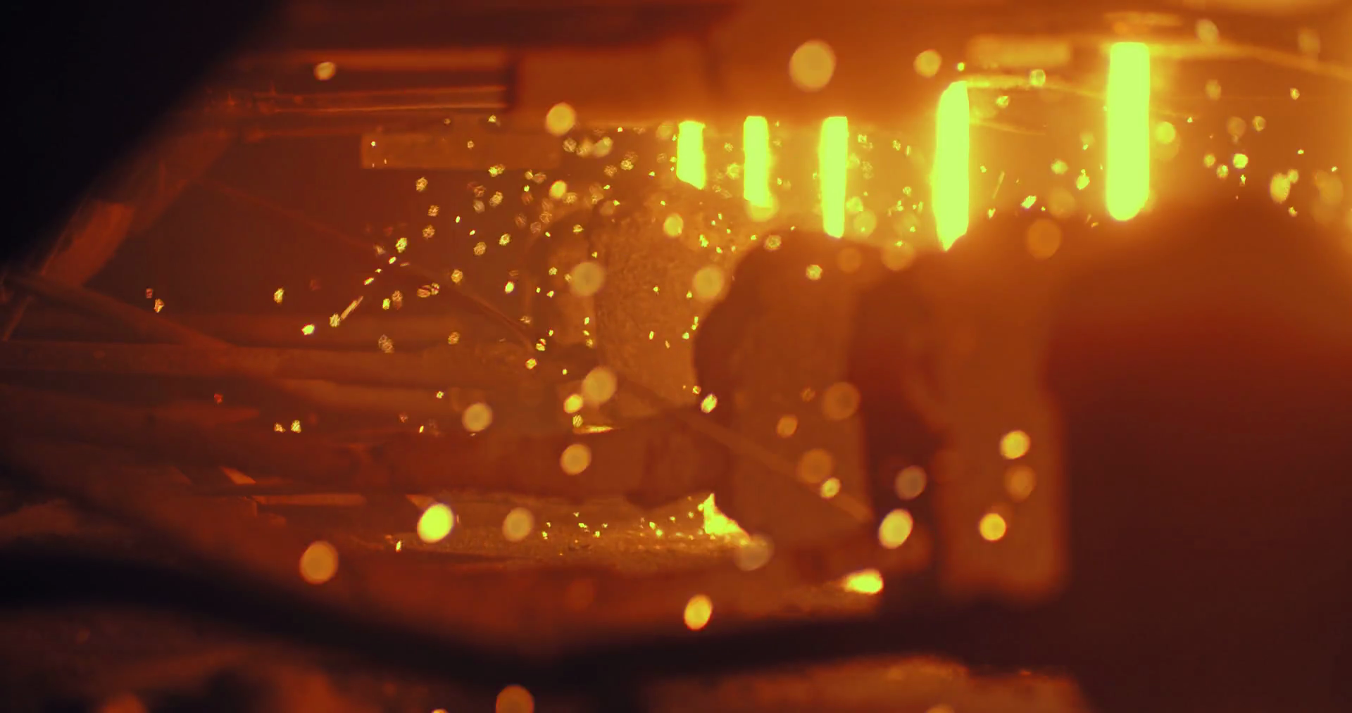 Liquid metal in the factory, foundry, smelting iron and processing ...