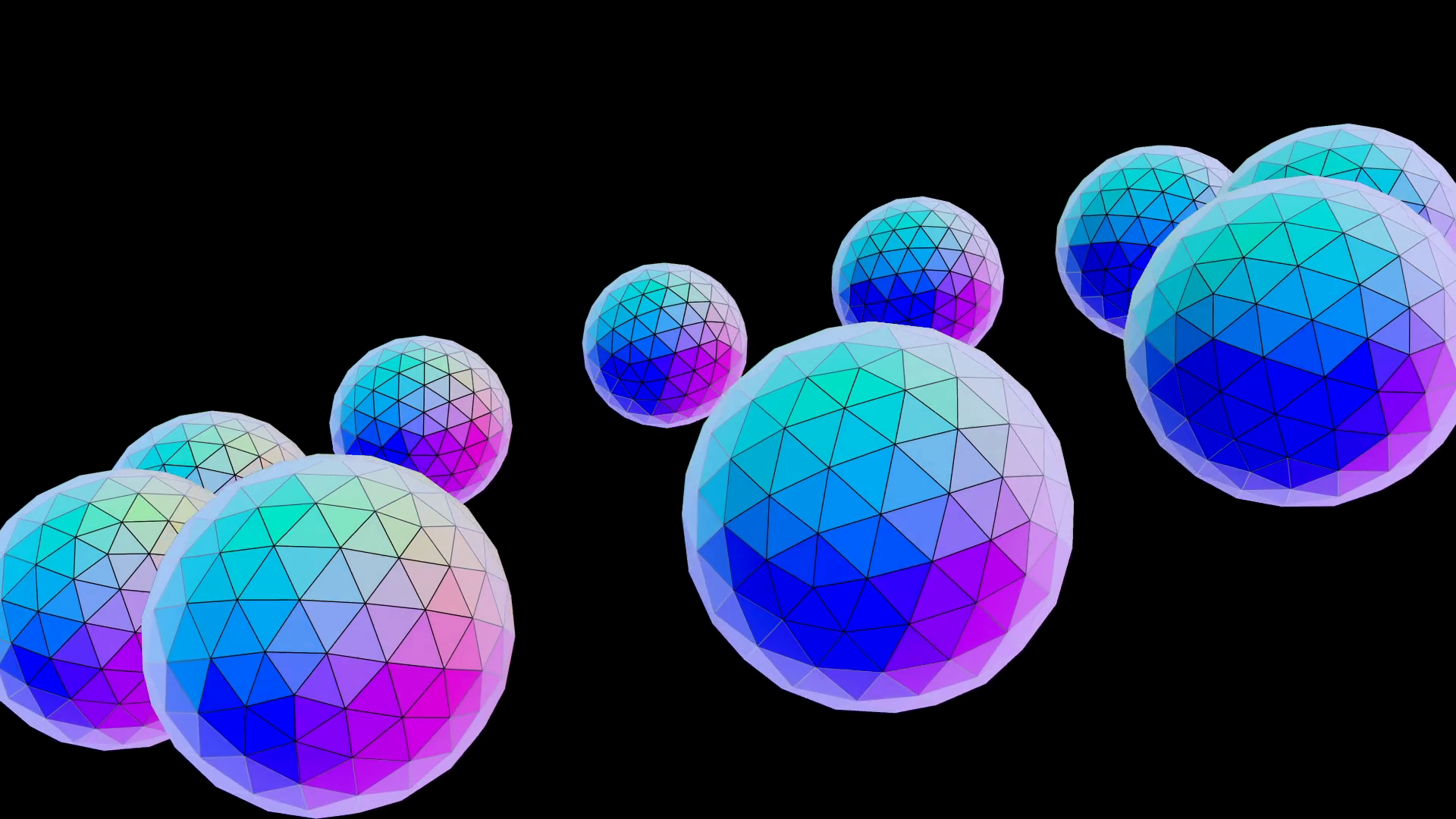 Spheres 112: Faceted spheres 3D animated background with copy space ...