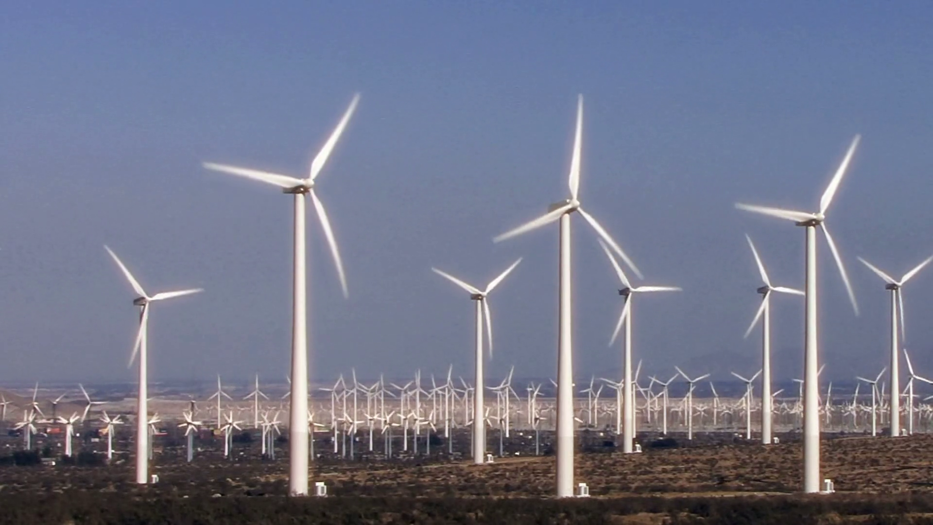 Wind Power 0103: Hundreds Of Windmills Turn Stock Footage SBV-300810636 ...
