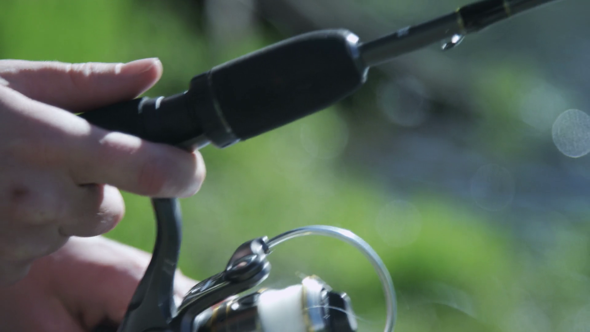 Close Up Of Hands Reeling In Fishing Line Stock Footage SBV-305110968 ...