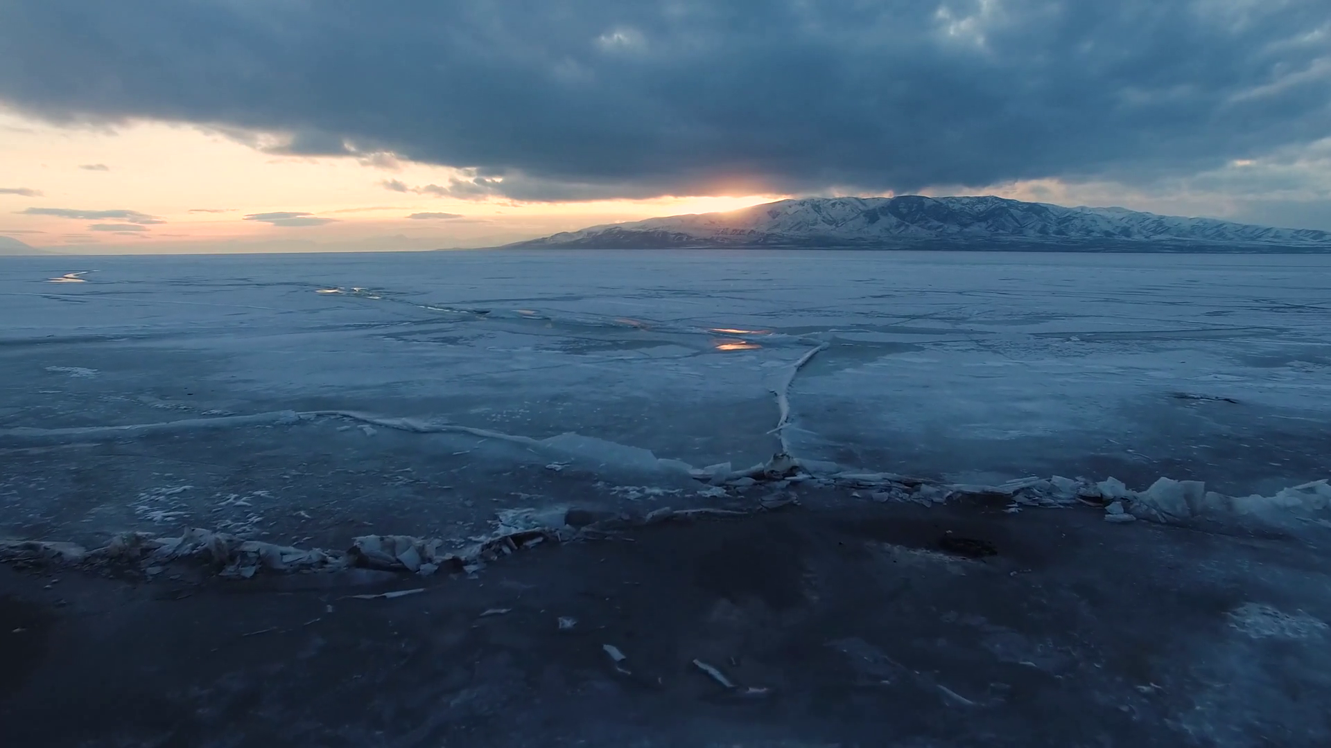Mw 00818 1aerial Shot Of Ice Covered Lake In Stock Footage SBV ...