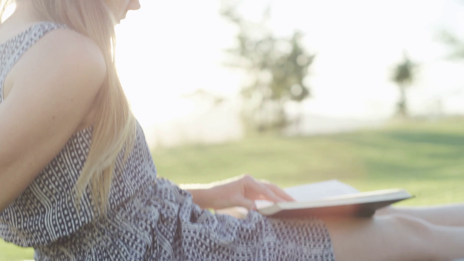 Woman Reading Book Outside In Park Stock Footage SBV-309858153 ...