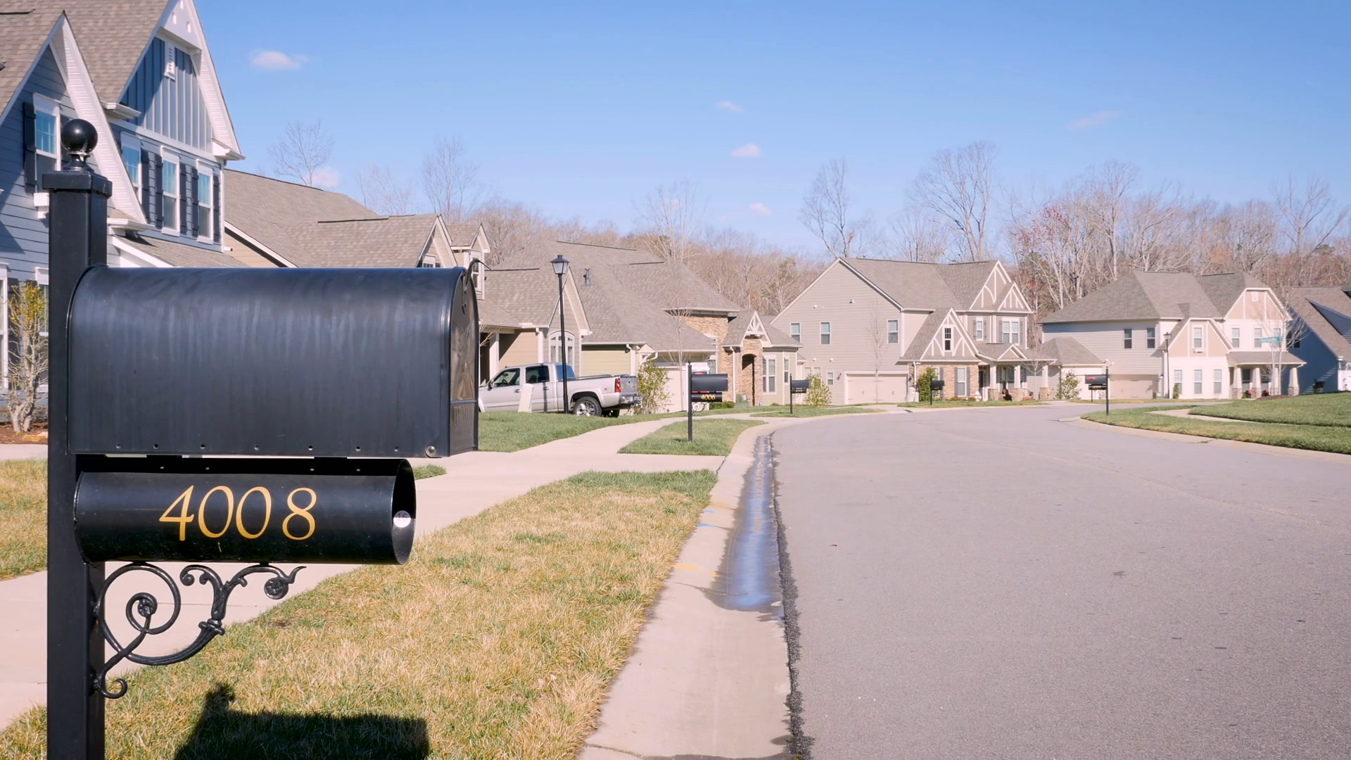 Generic Suburban Neighborhood During Winter Stock Footage SBV-317110283 ...