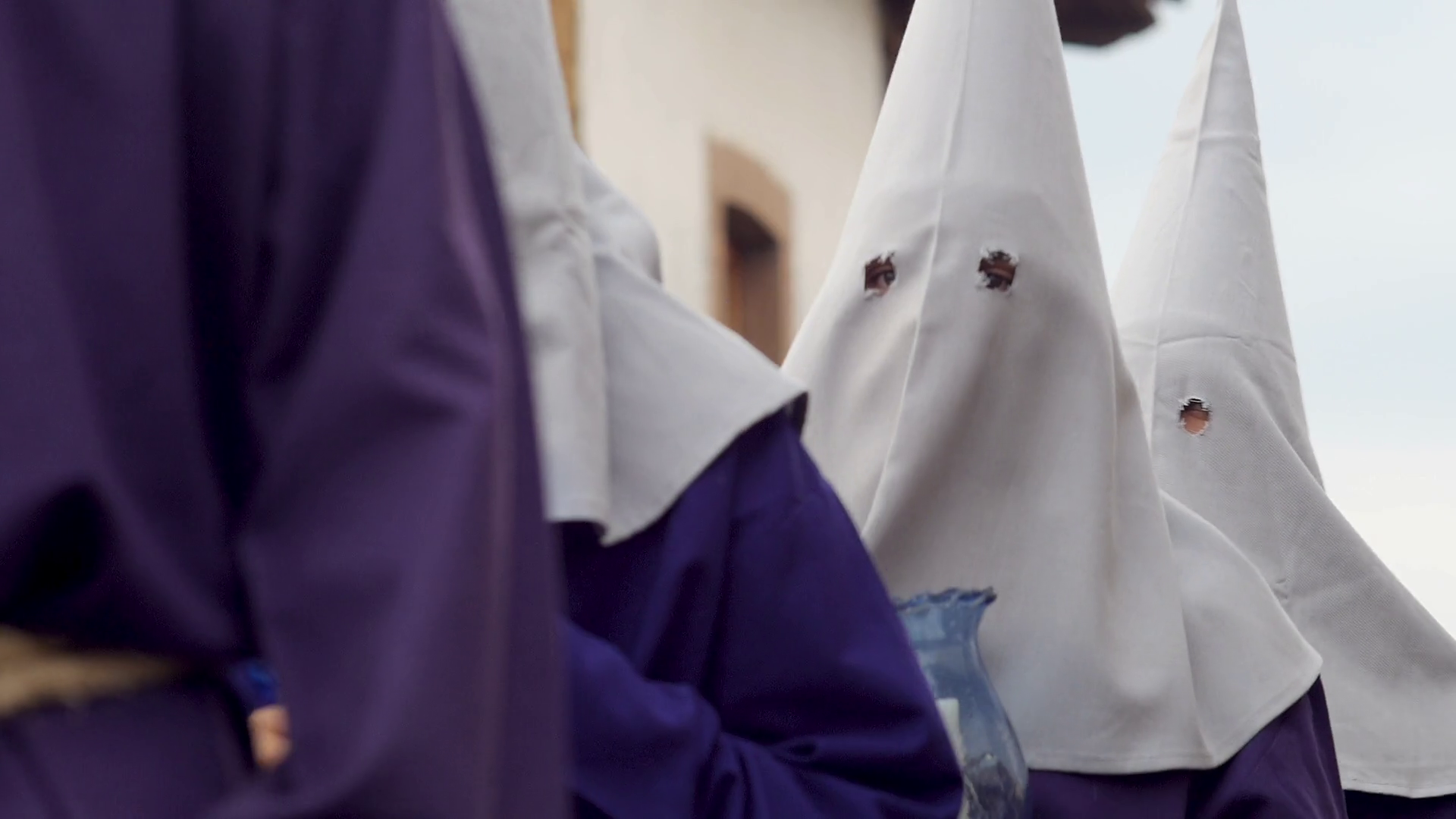 Men Wearing White Hoods Purple Robes Stock Footage SBV-338894594 ...