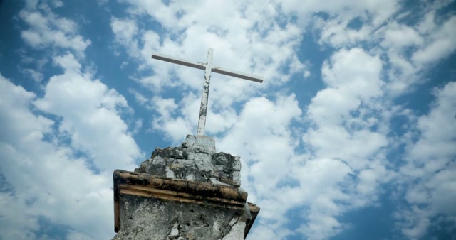 Time Lapse Of The Clouds Moving By An Old Cross Stock Footage: Royalty ...
