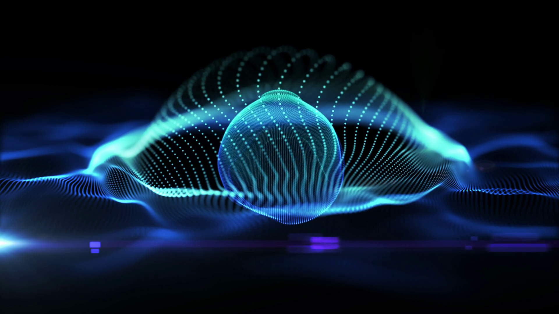 Blue abstract concentric spheres technology motion background. Smooth ...