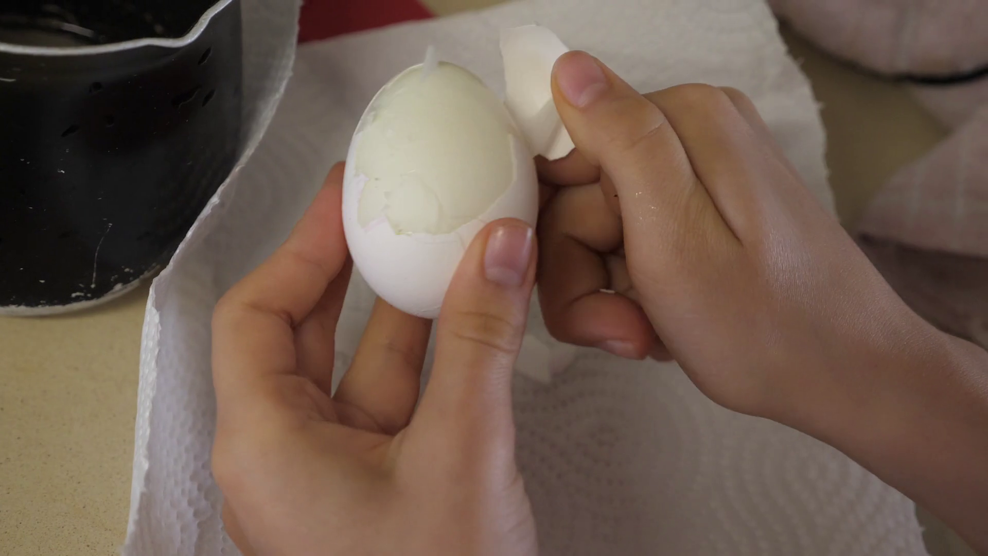 Pealing Boiled Egg Top Shot Stock Footage SBV-338311233 - Storyblocks