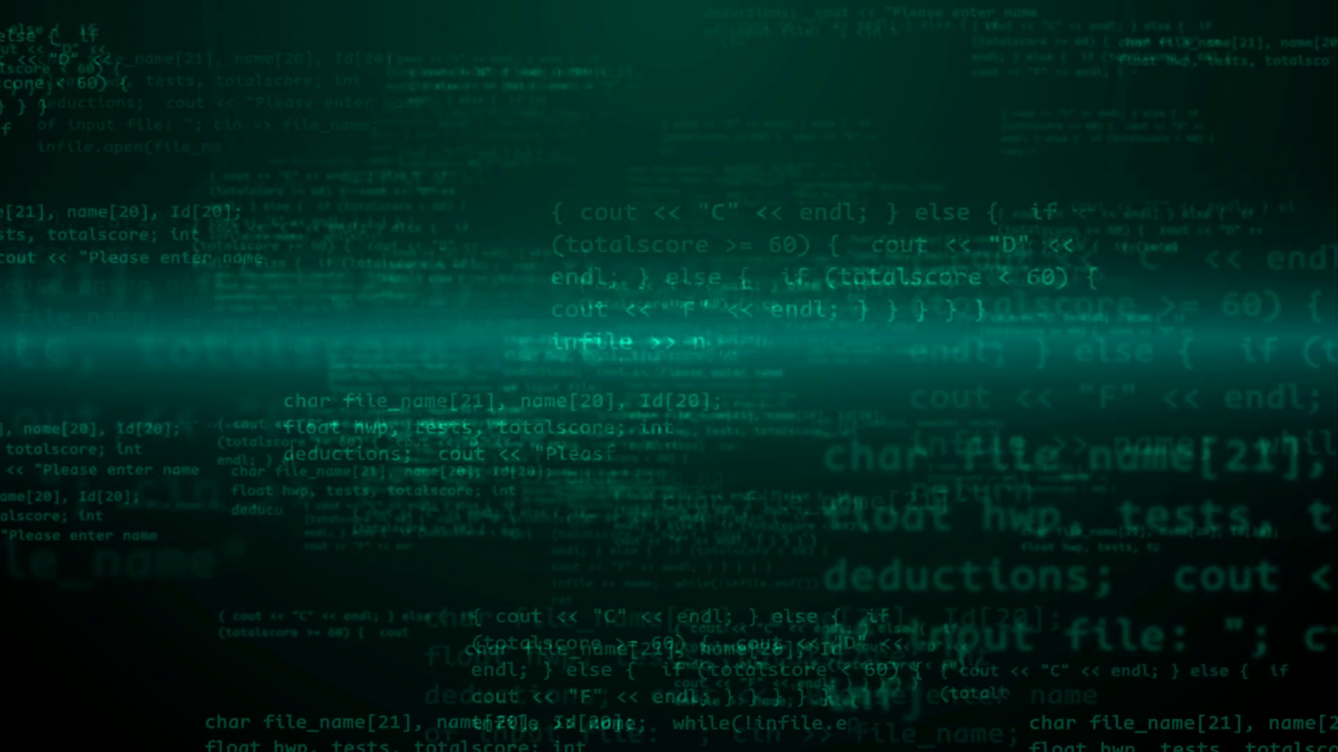 Software programmer code moves in front of the camera. Software development concept. Motion ...