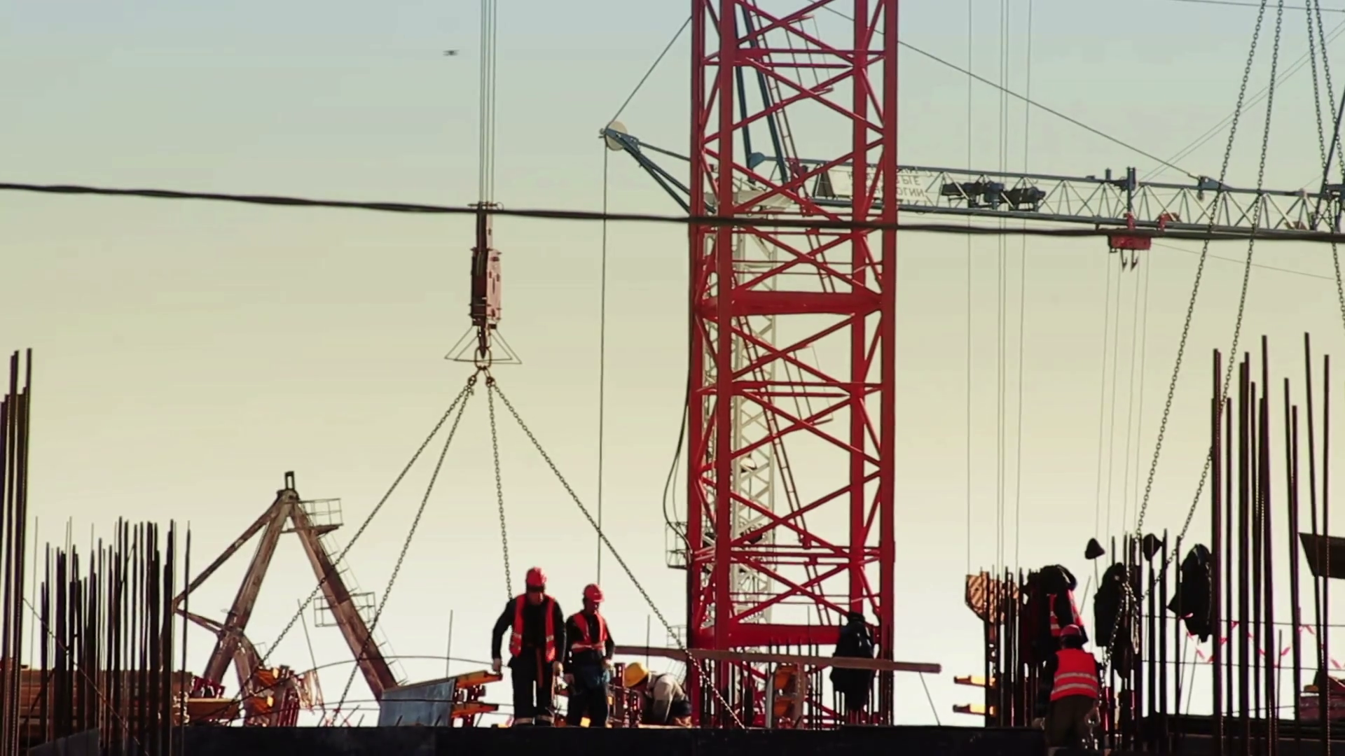 Cranes Working On Construction Site Stock Footage SBV-311890382 ...
