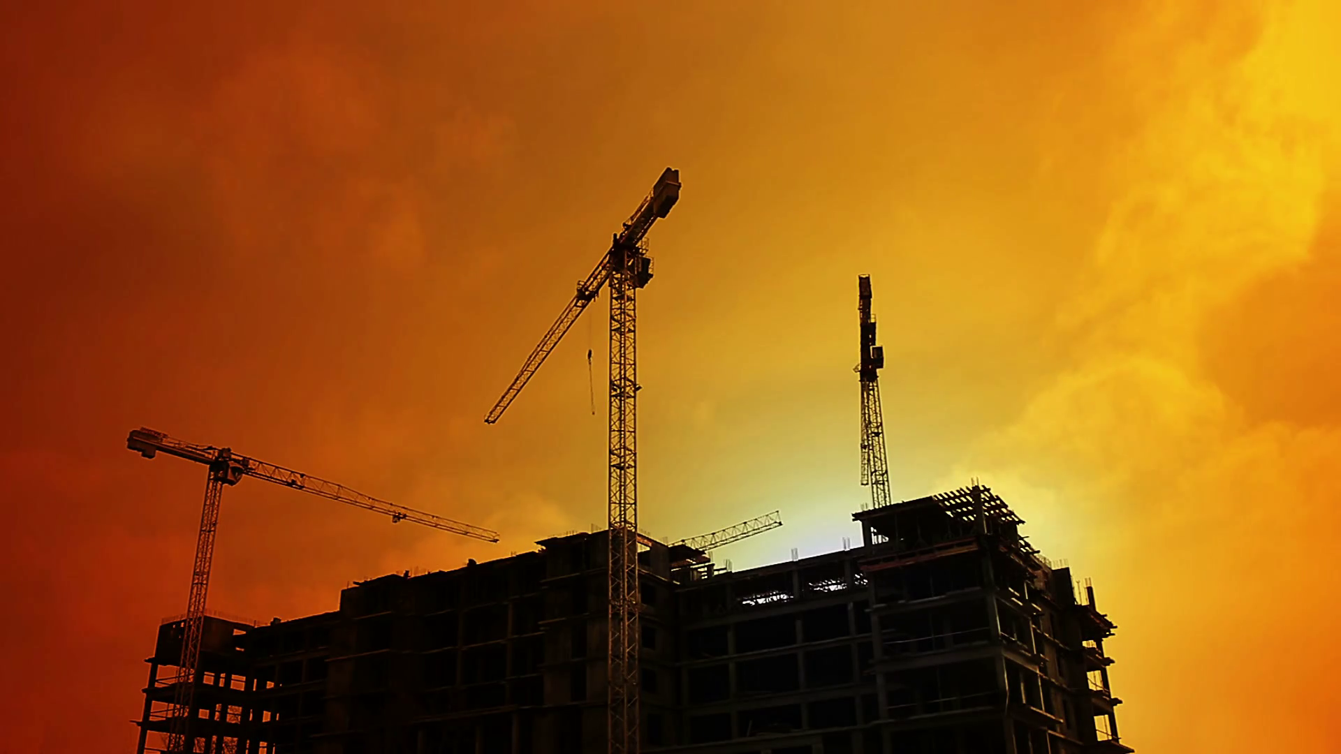 Cranes Working On Construction Site Stock Footage SBV-307354572 ...