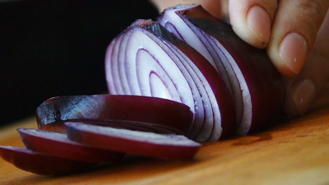 Knife Chop Green Onion2c Gimbal Close Up2c 50mm2c Worn Cutting Board2c ...