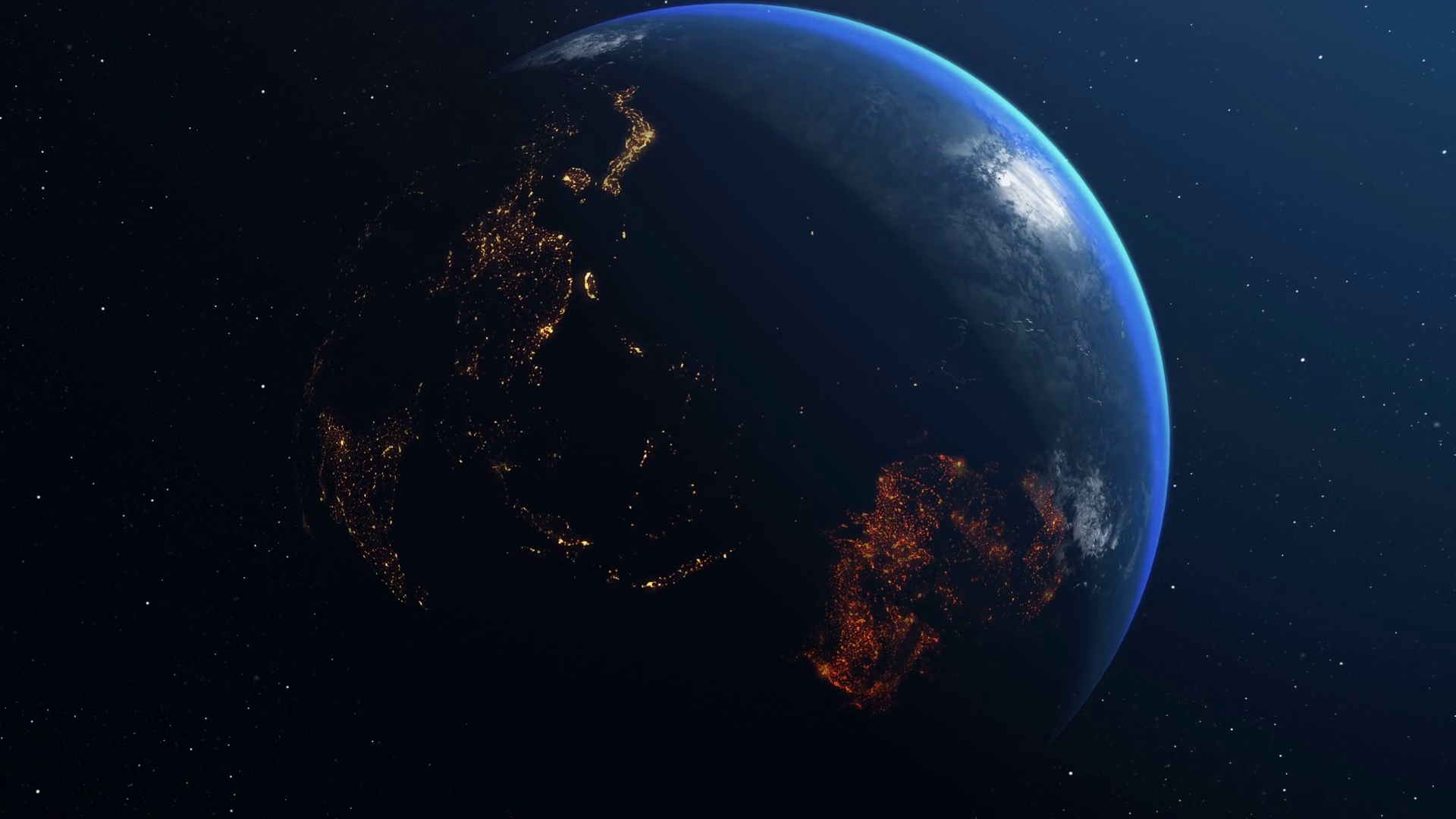 Earth globe with map of australia all burnt and on fire Motion ...