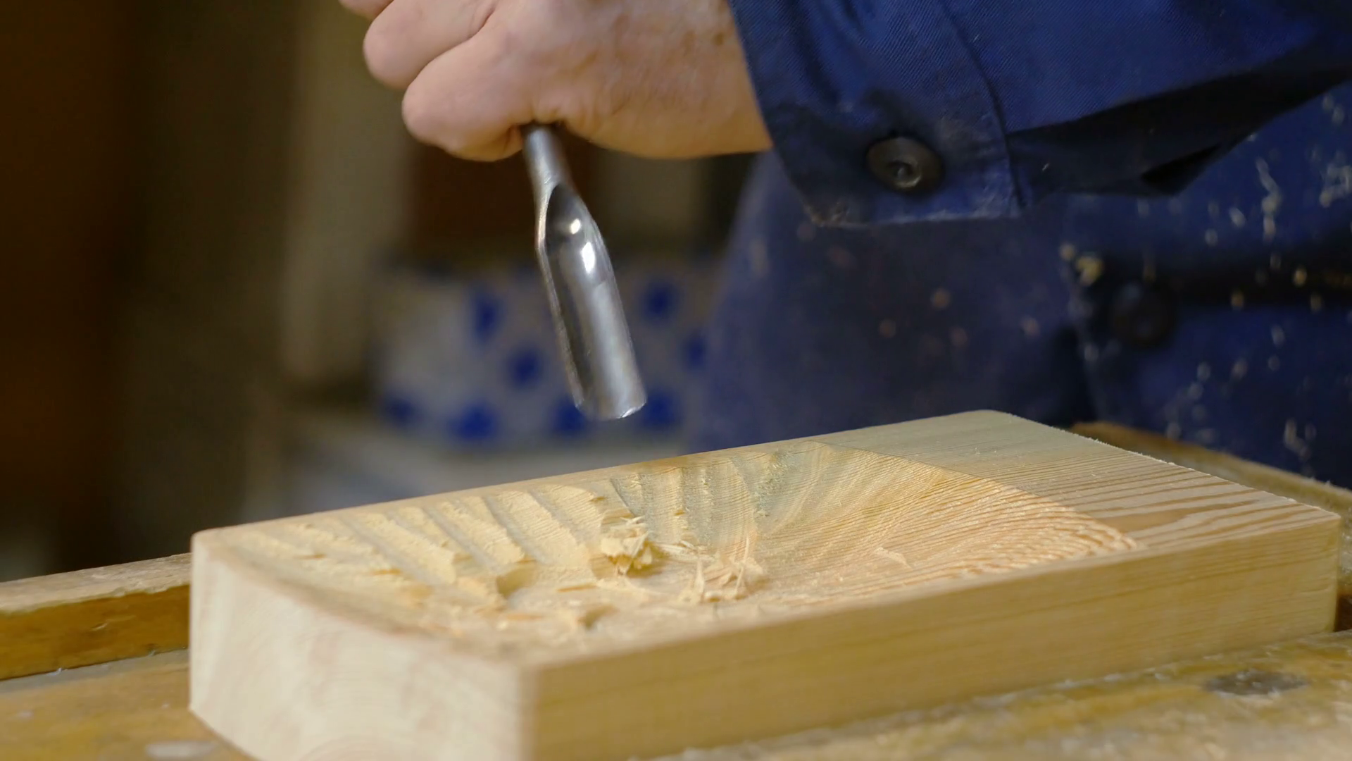 Wood Carving - Human Hands Chiseling Piece Stock Footage SBV-313234661 ...