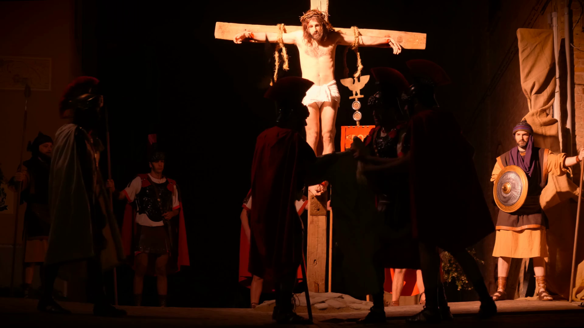 The Crucifixion Roman Soldiers Divided Jesus Stock Footage SBV ...
