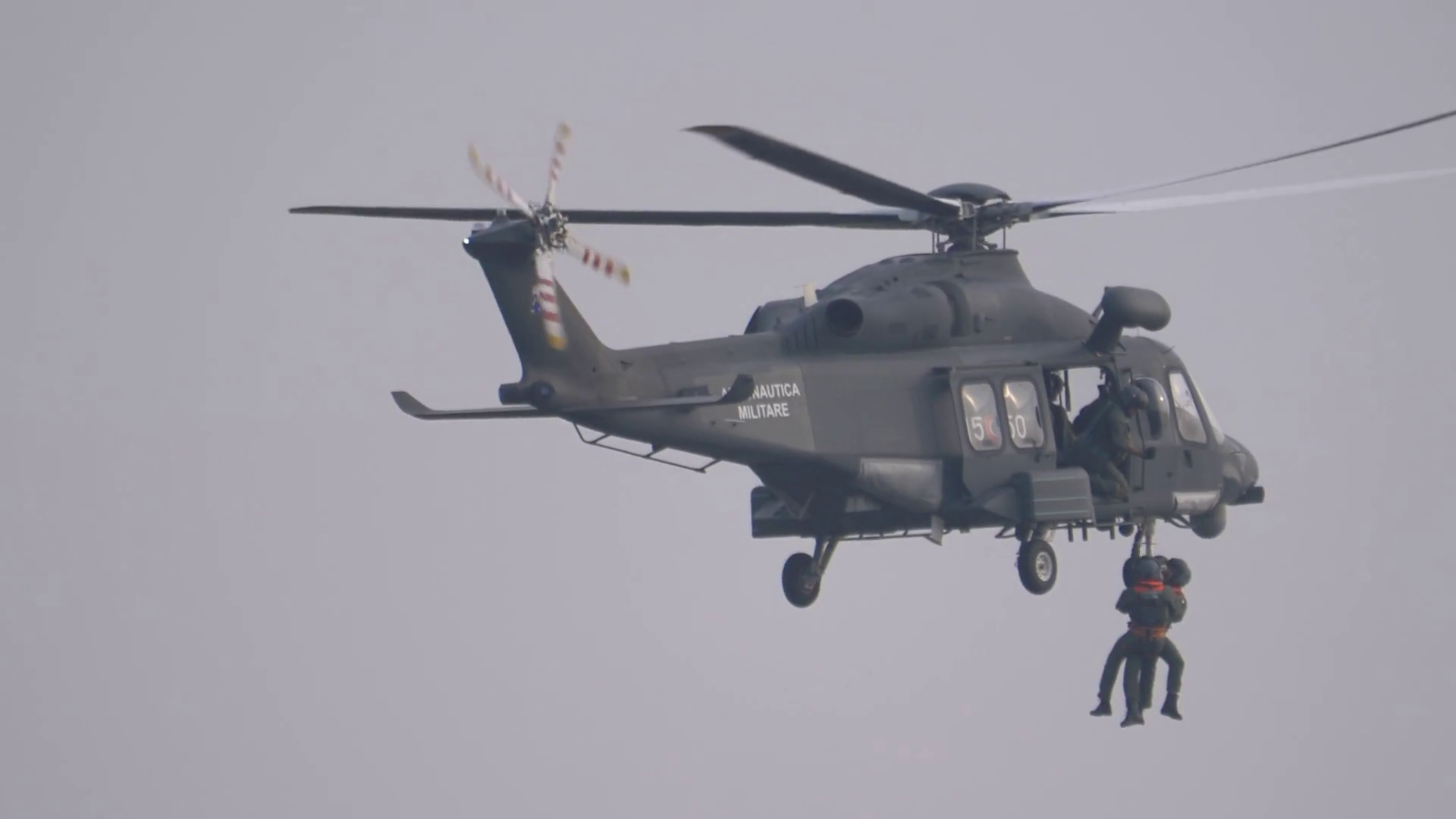 An helicopter of the Italian Air Force for search and rescue operations ...