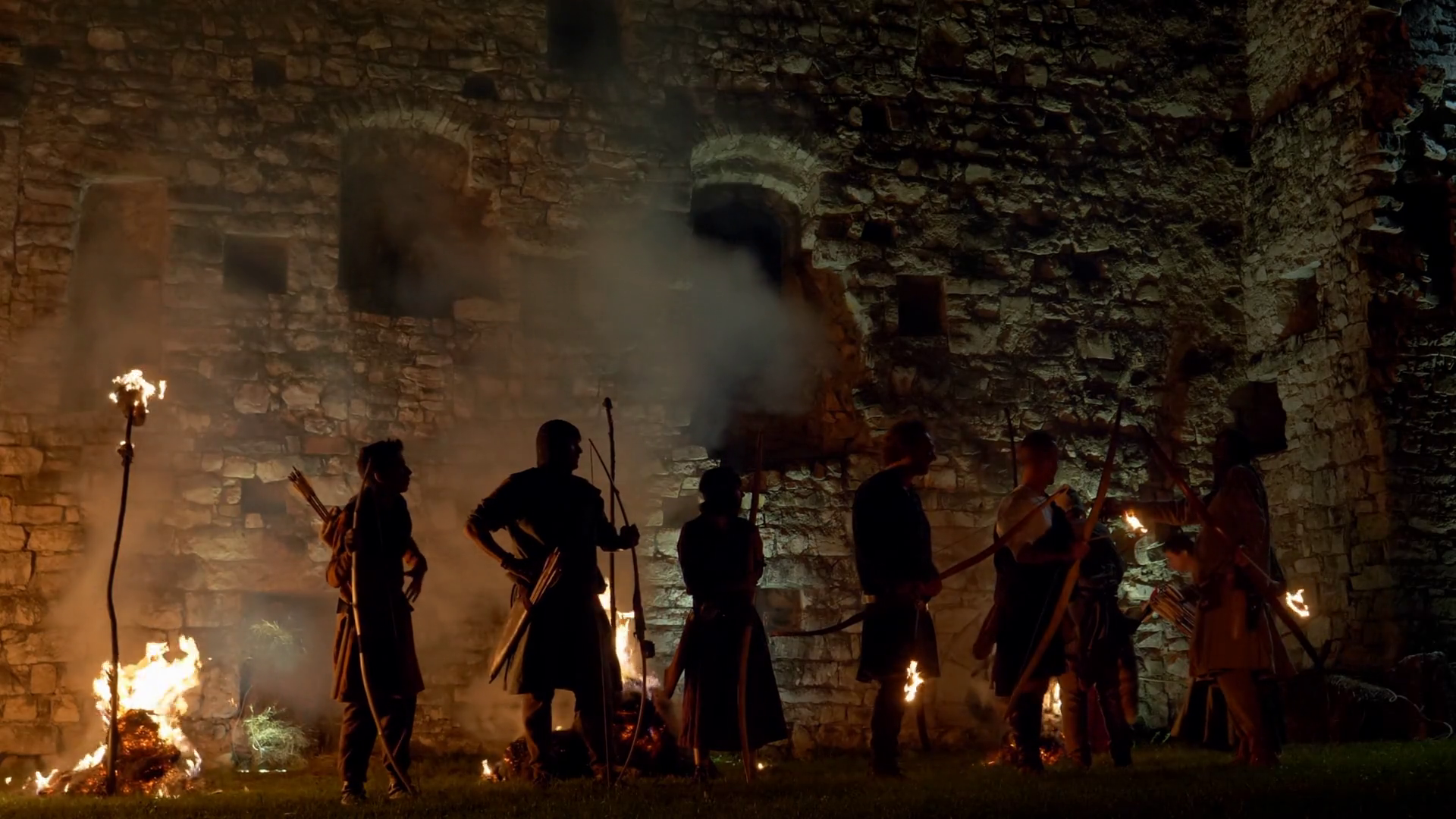 Archers Launch Fire Arrows In Medieval Stock Footage SBV-331630616 ...
