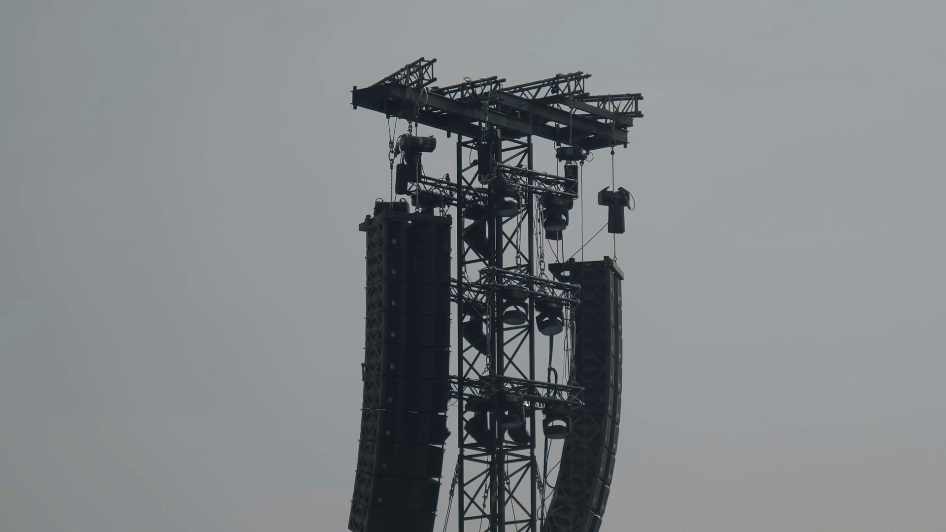 Line Array Loudspeakers Lights Tower Outdoor Stock Footage SBV ...