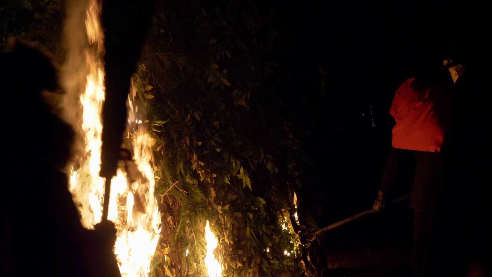 Old men and Candelabrum-bearer bringing the witch to pyre during ...