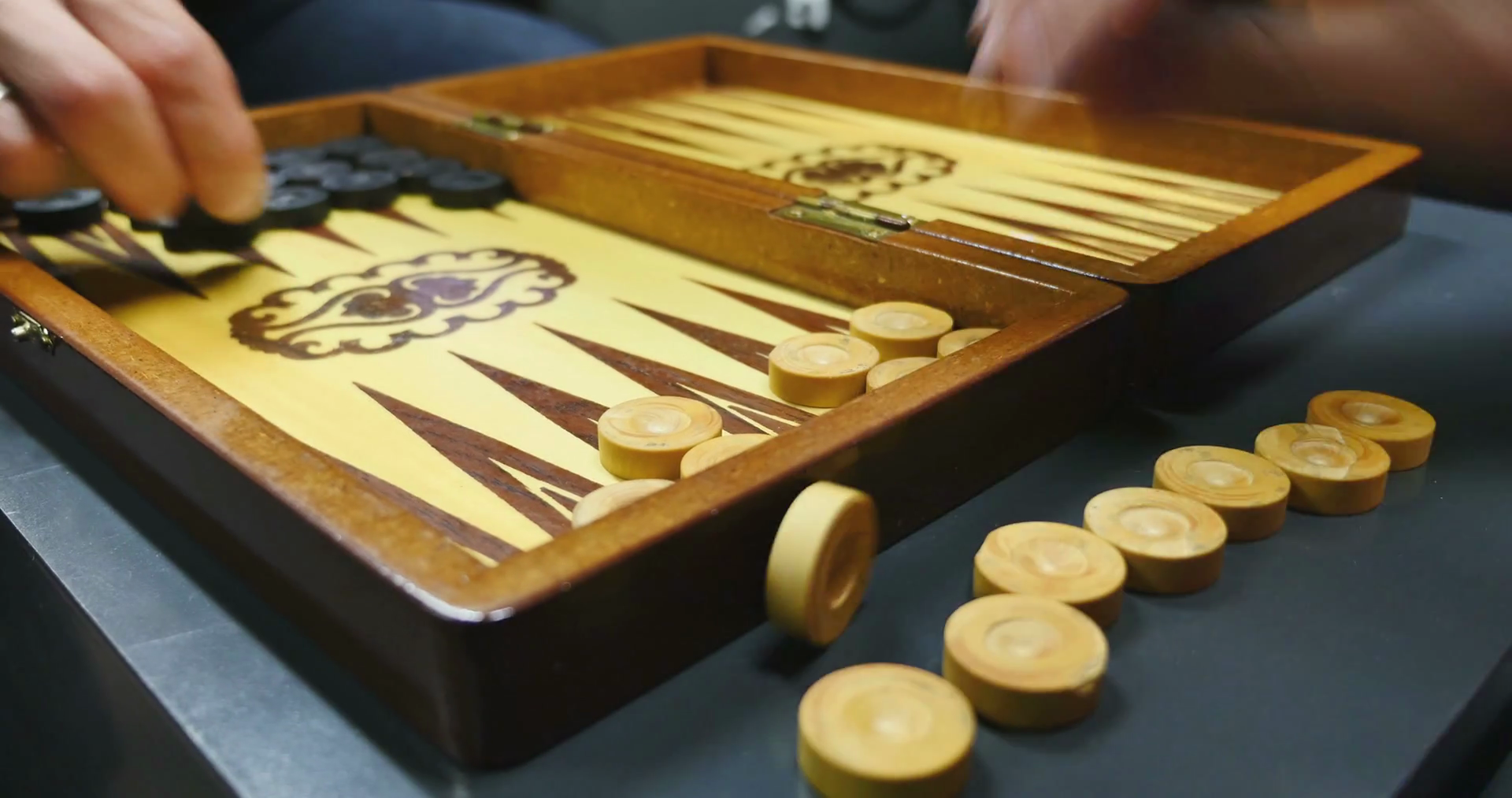 Side Shot Of Two People Playing Backgammon Stock Footage SBV-304049130 ...