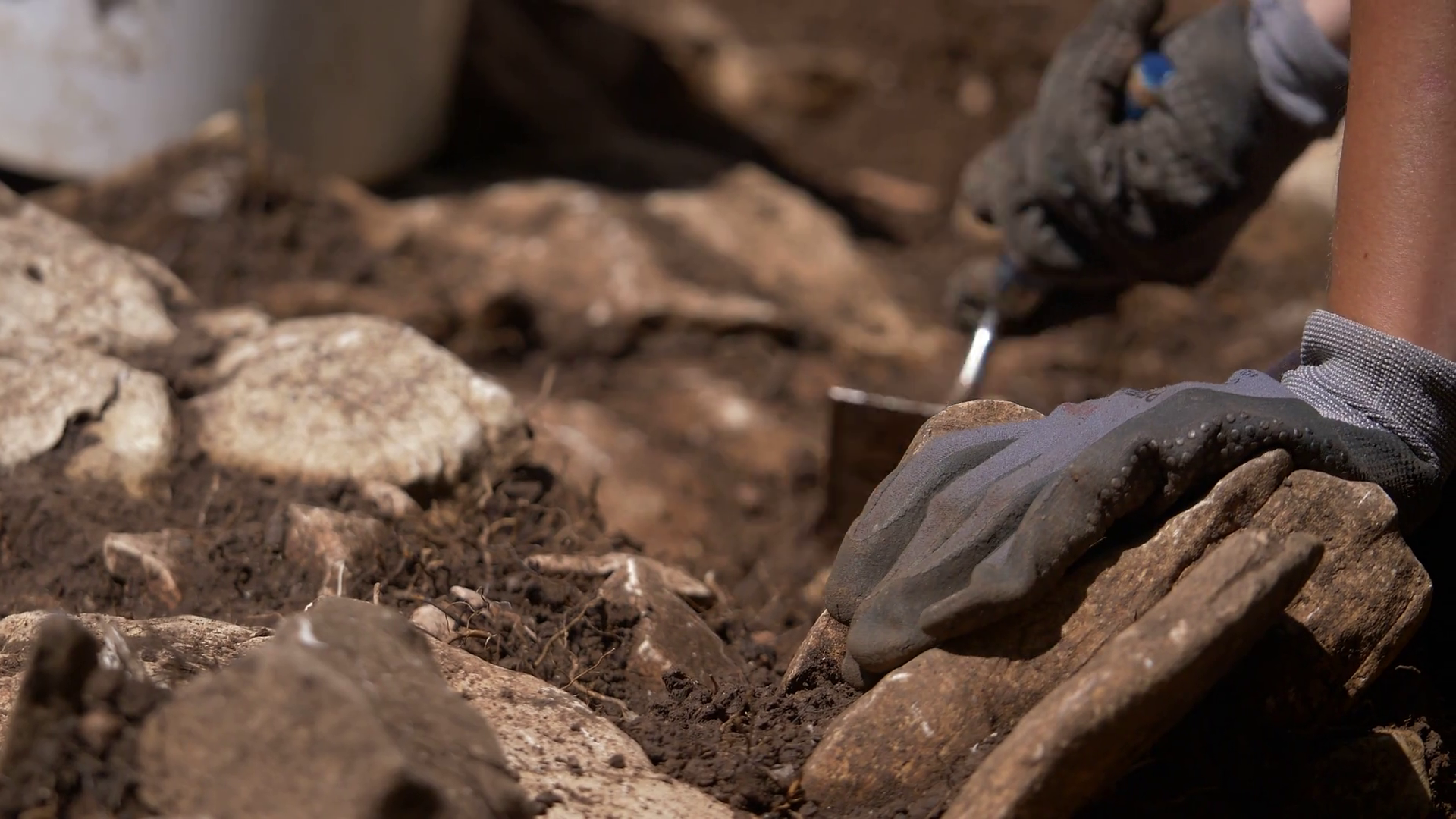 Close Up Footage Of Archeologist Digging Stock Footage SBV-338112820 ...