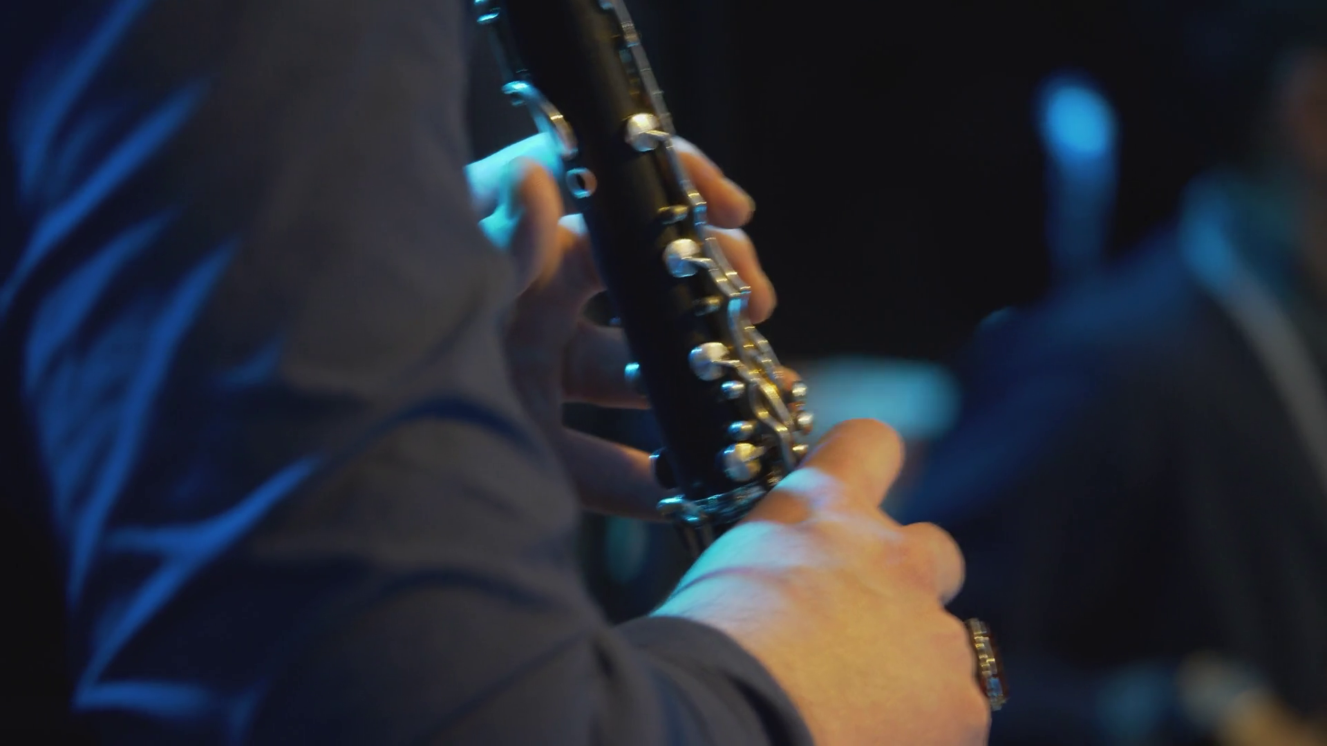 Footage of a musician playing on his clarinet Stock Video Footage 00:08 ...