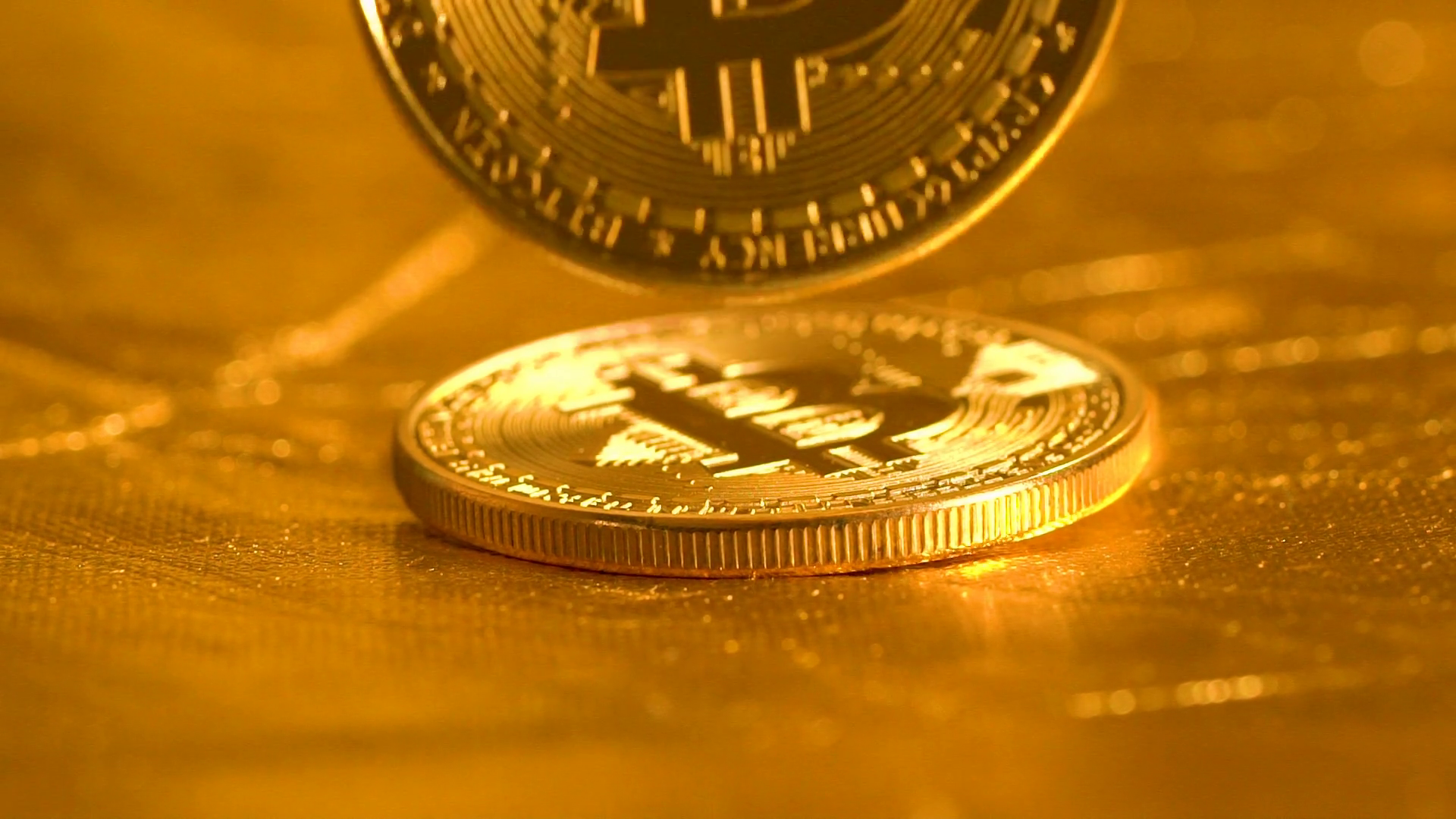 Bitcoin coin falling and bouncing in slow motion Stock Video Footage ...