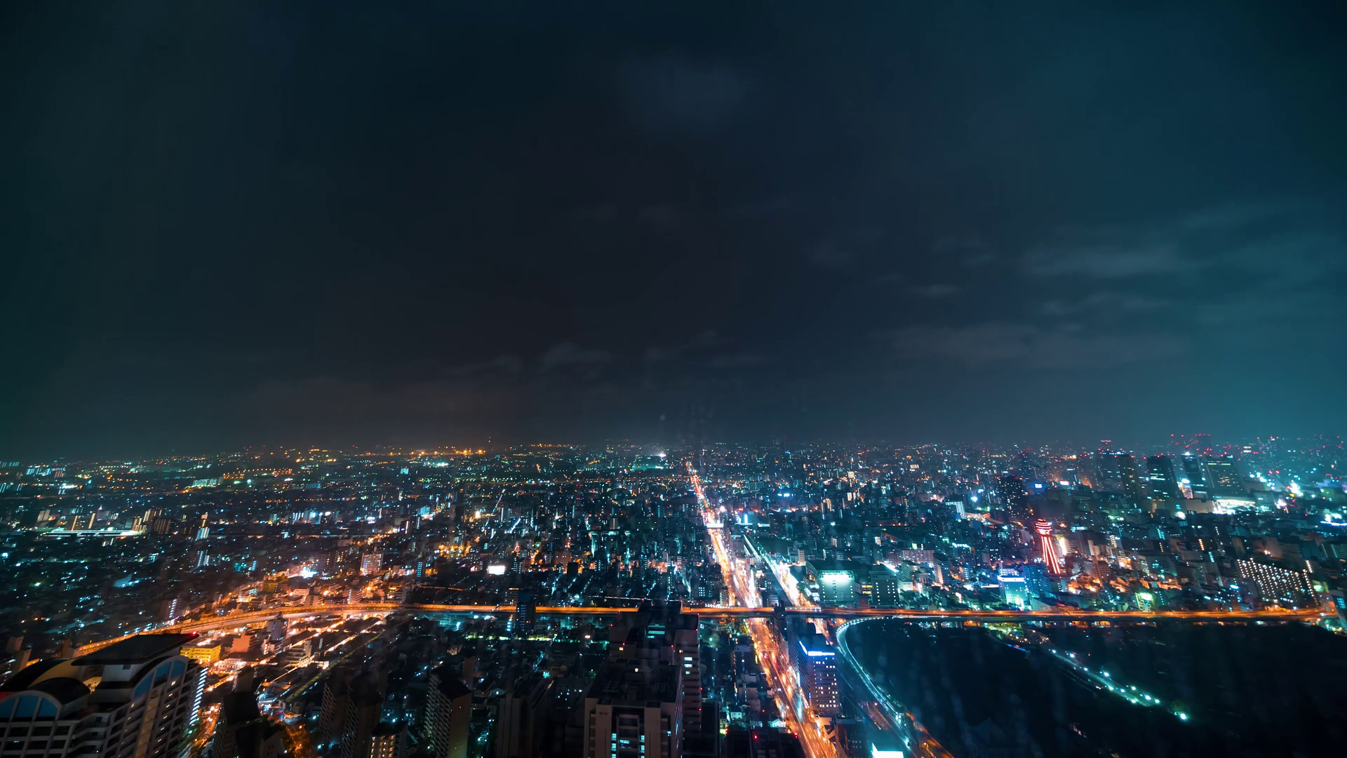 Time-lapse Of Rain Storm Over Osaka At Night Stock Footage SBV ...