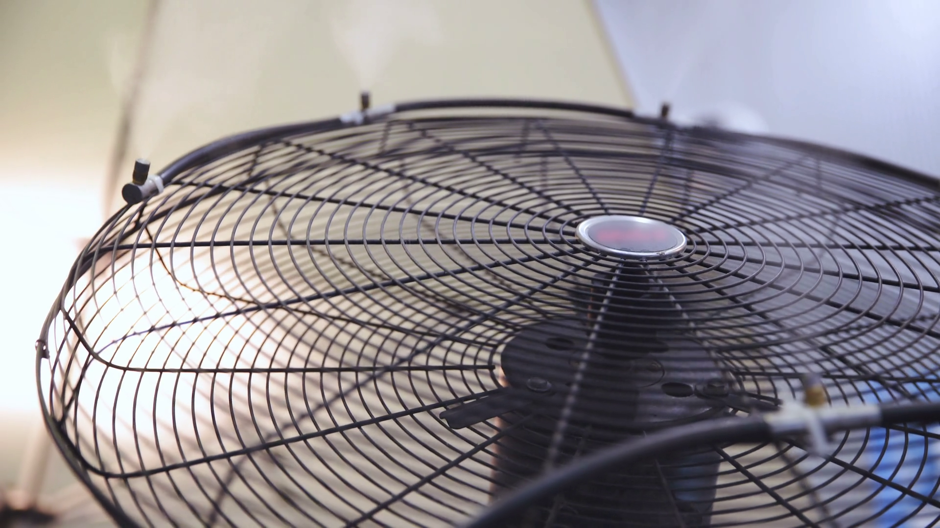 Fan Blowing Fresh Air Spraying Water Close Stock Footage SBV-352336830 ...
