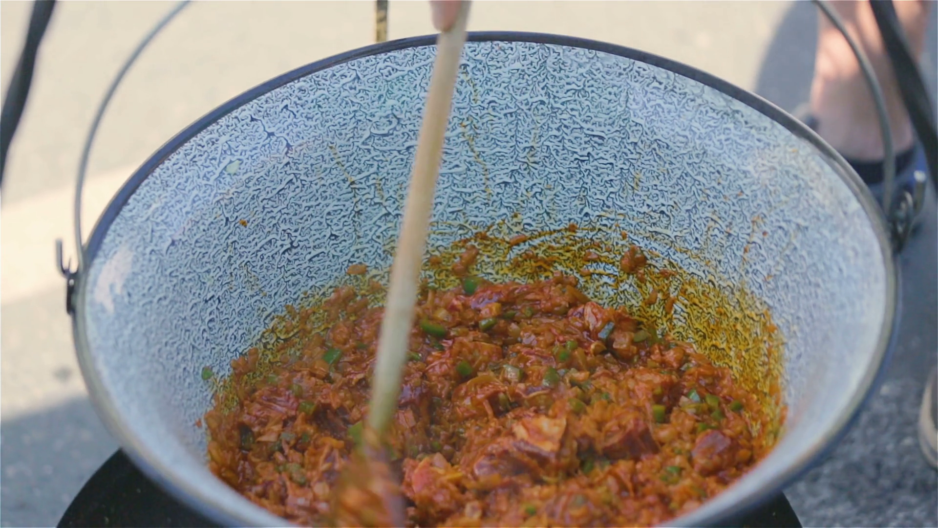 Cooking Stew Inside Vintage Cauldron Close Stock Footage SBV-352835159 ...