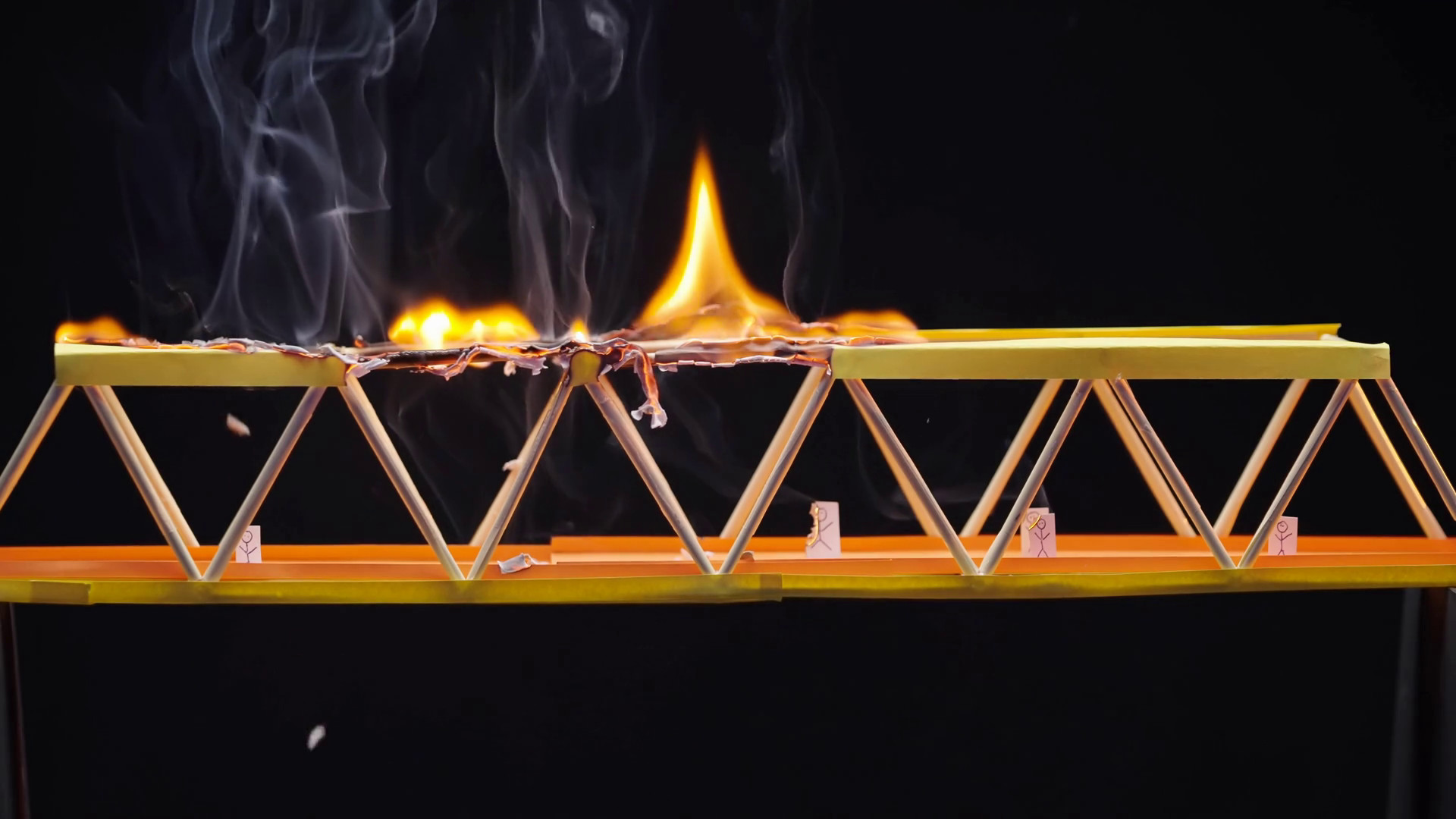 Paper Bridge On Fire With Burning Stickman Stock Footage SBV-349114502 ...