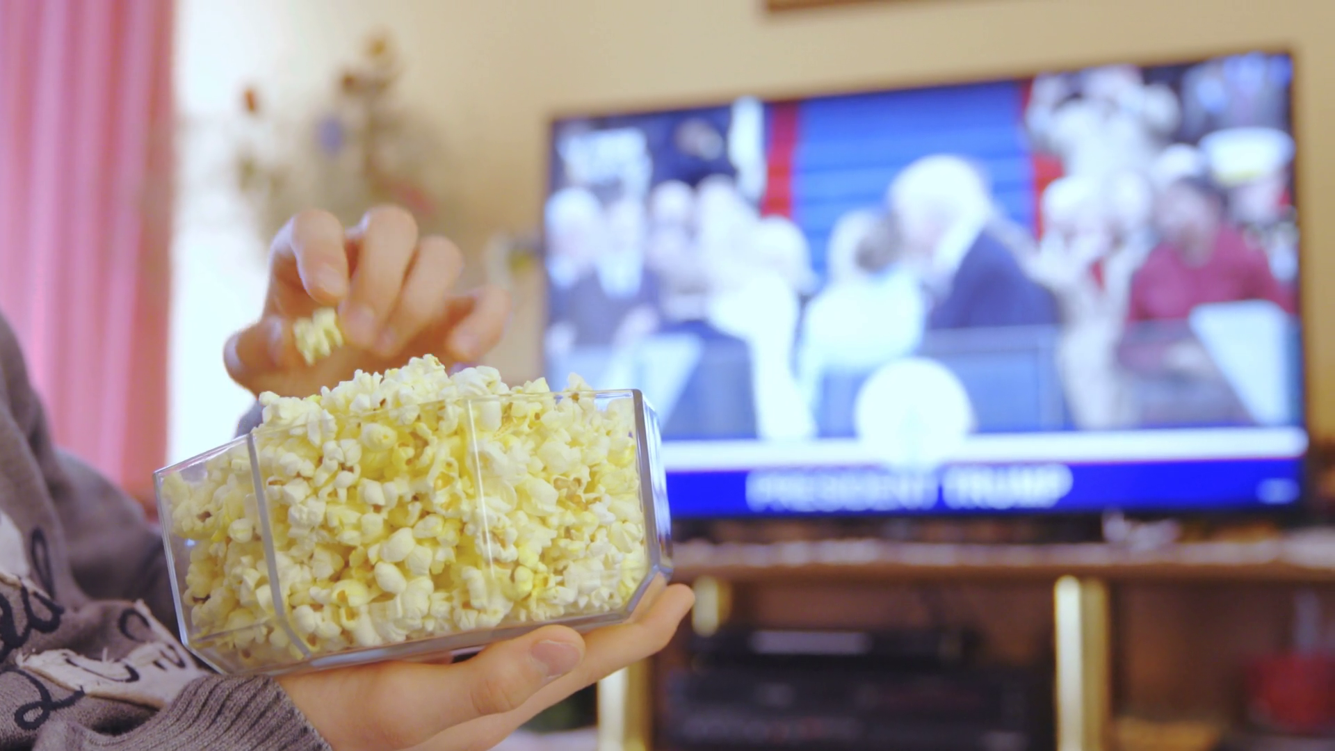 Eating Popcorn Watching Trump Inauguration Stock Footage SBV-352974080 ...