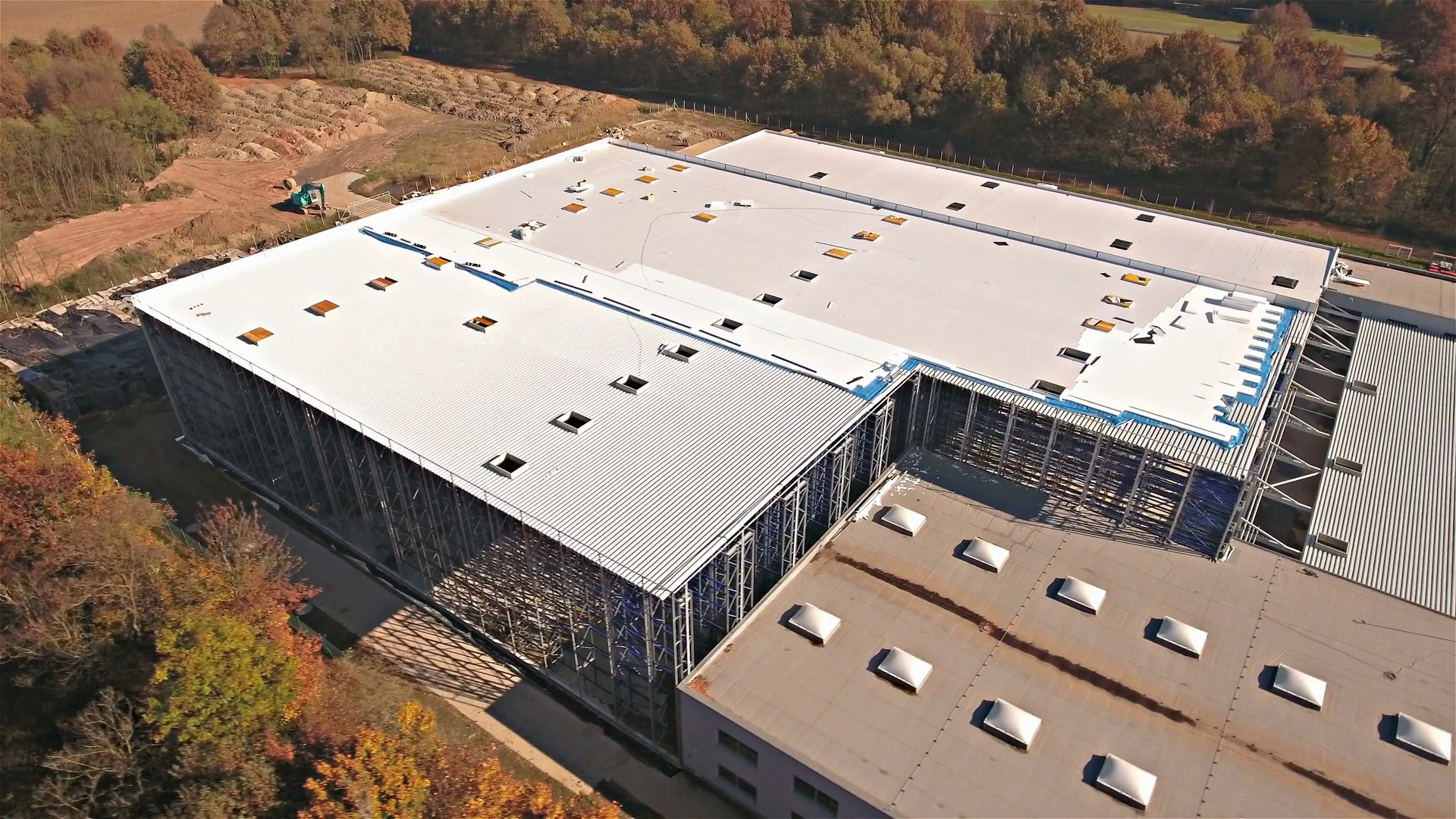 Flying Around New Build Warehouse Building Stock Footage SBV-352497435 ...