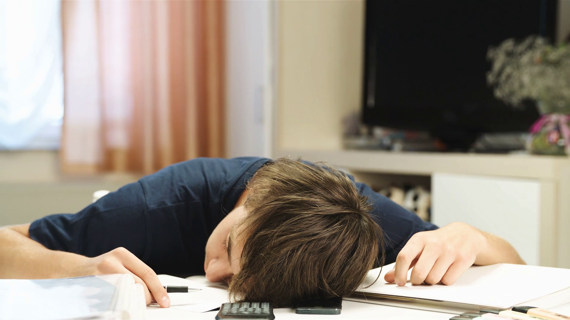 Sleeping On Table Making Homework 4k Stock Footage SBV-352336601 ...