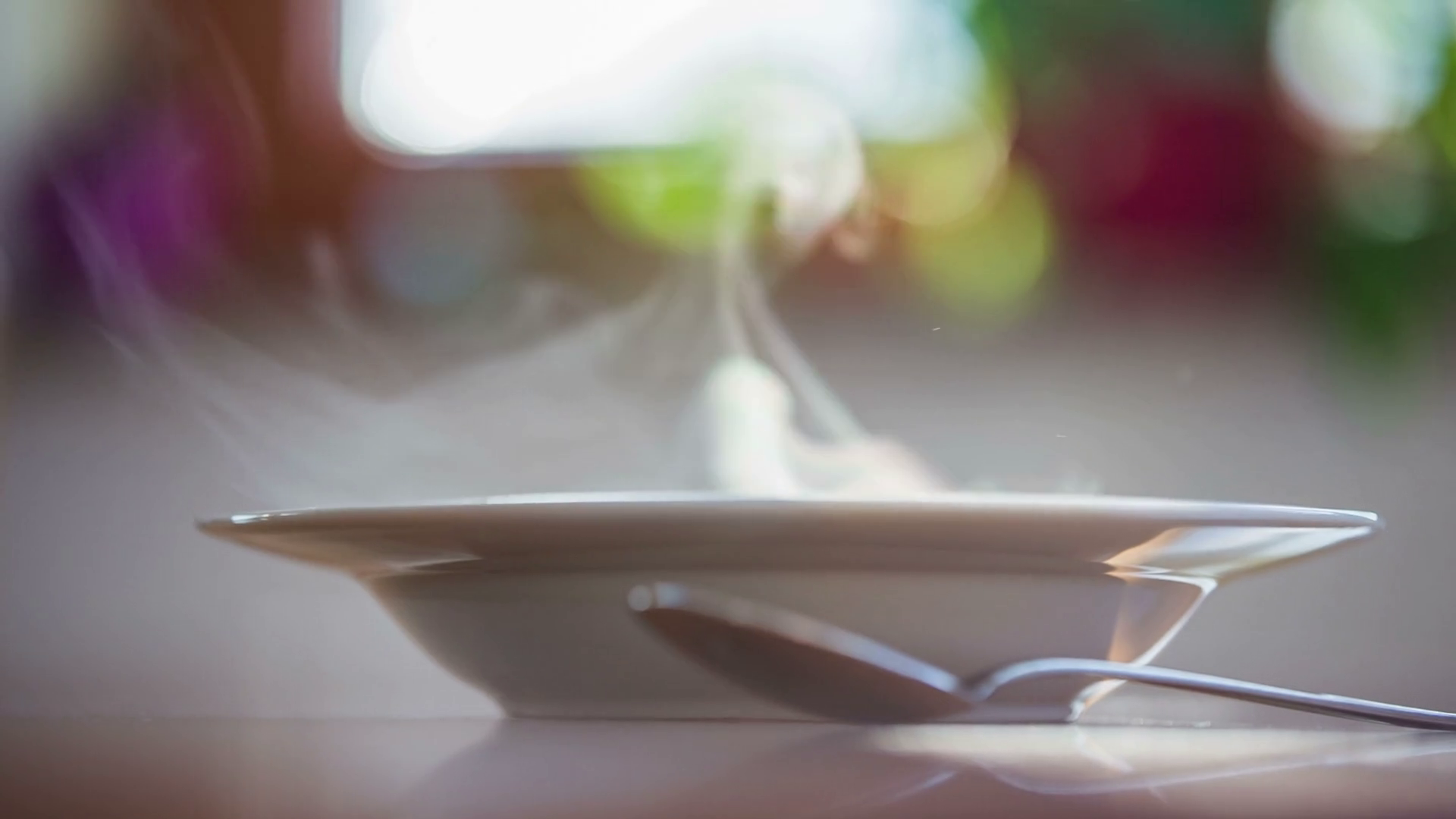 A Lot Of Steam From Soup Plateclose Up Shot Stock Footage SBV-315968968 ...