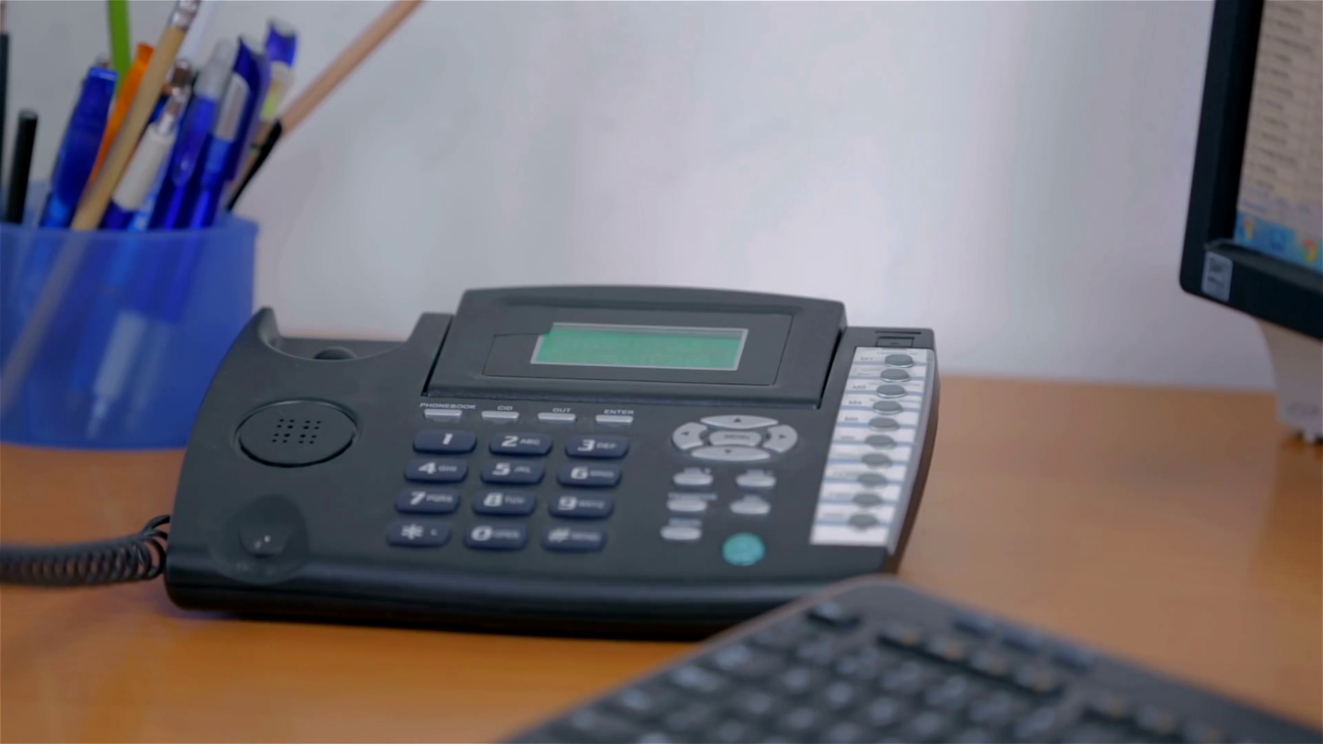 Close Up On Hanging Phone In Office Stock Footage SBV-316503115 ...