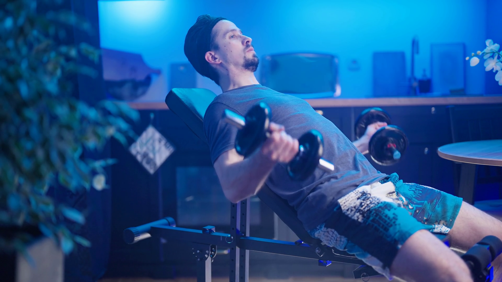 Male Person Bench Biceps Side Curls Exercise Stock Footage SBV ...