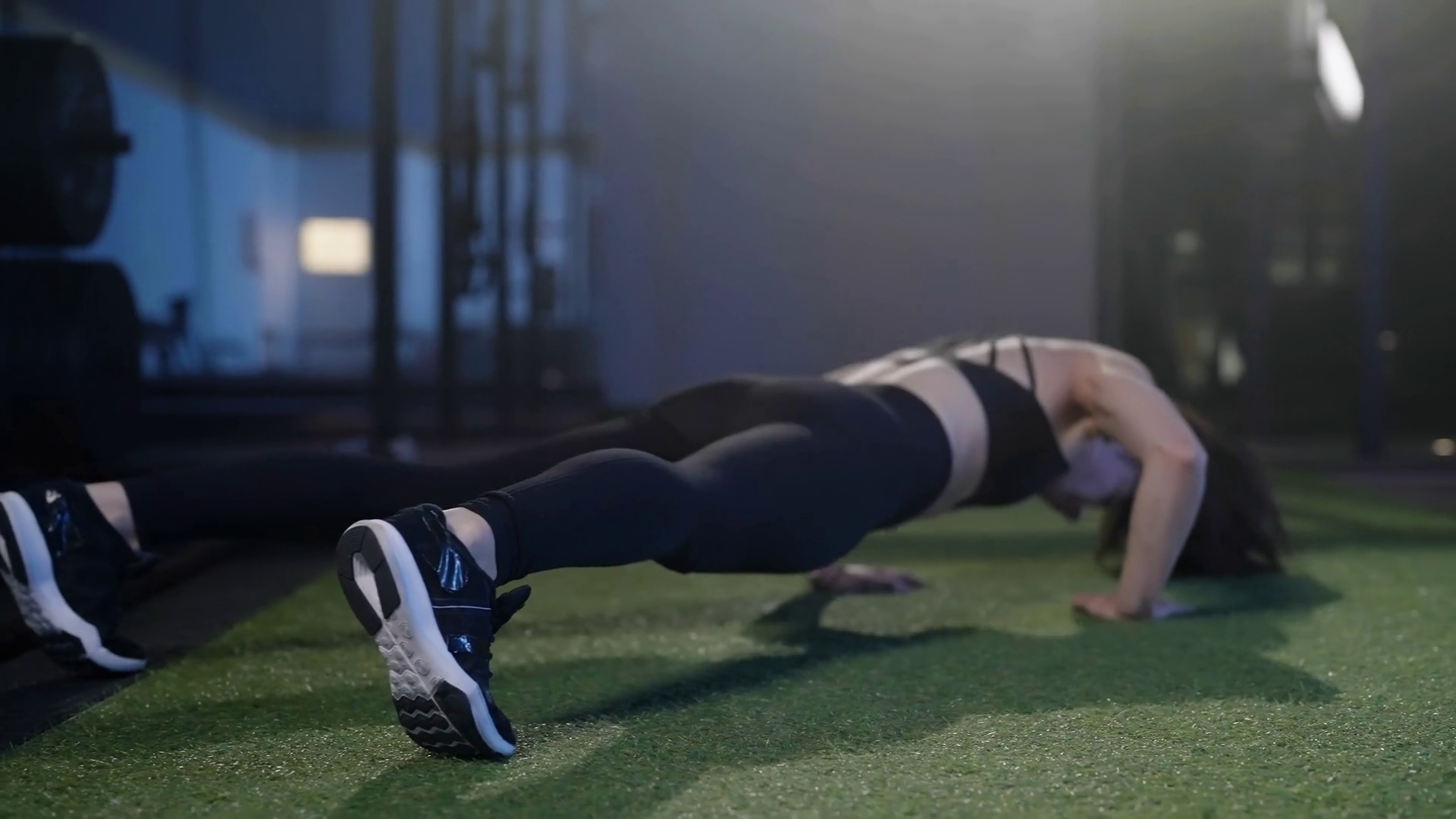 Fitness Woman Make Push Up Stand Up Exercise Stock Footage SBV ...