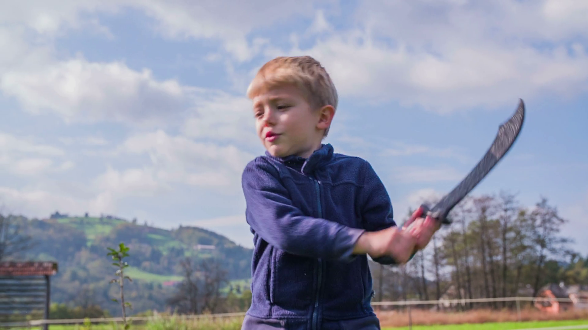 Imaginative Kid Playing With Sword In Slow Stock Footage SBV-316043651 ...