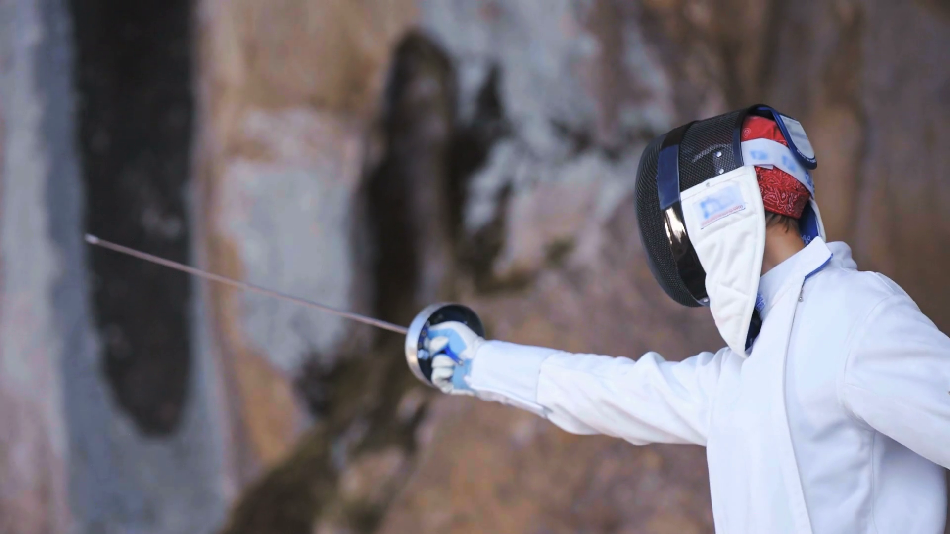 Pointing Fencing Sword To Left Part Of Frame Stock Footage SBV ...