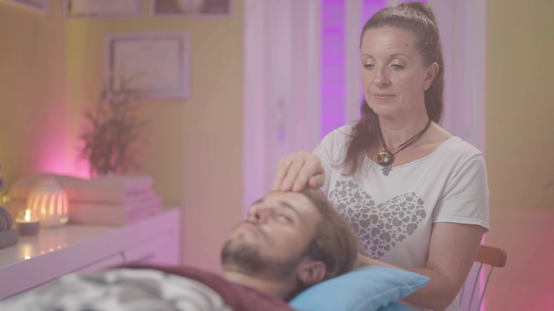 Female Shaman Hand Healing Touch On Head Stock Footage SBV-347594860 ...