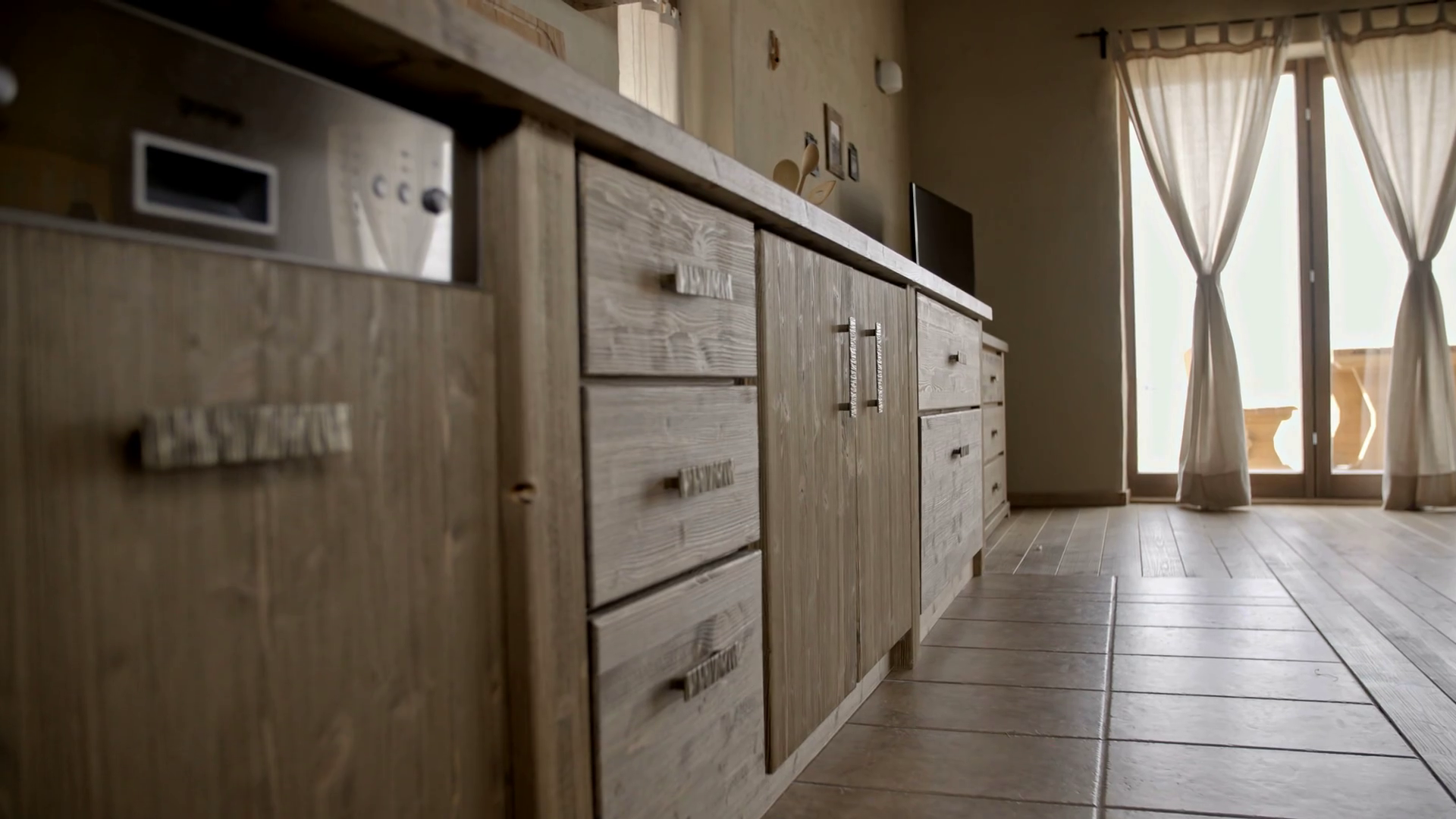 Retro Wooden Kitchen Ambient Jib-shot 4k Old Stock Footage SBV ...